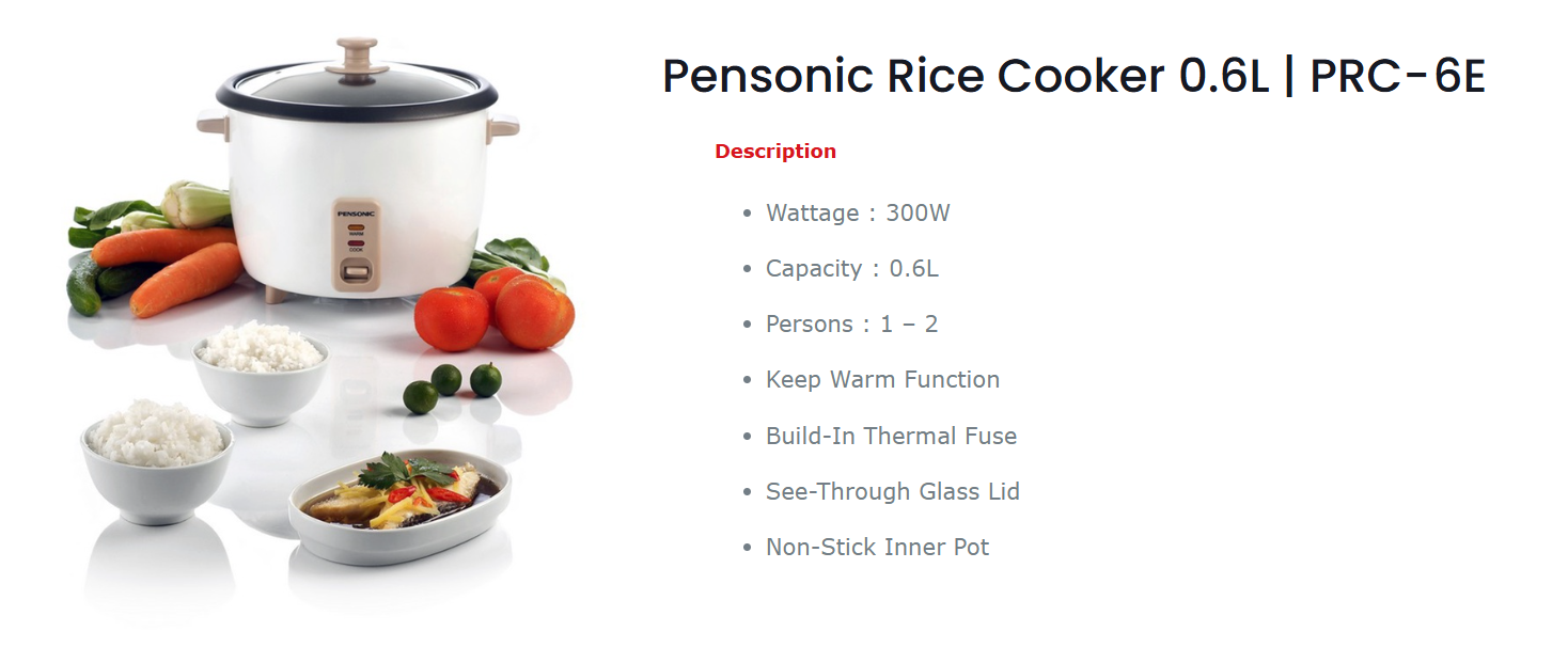 Pensonic Baby Rice Cooker 0.6L Periuk Nasi Elektrik Mini Kecil PRC-6E ...