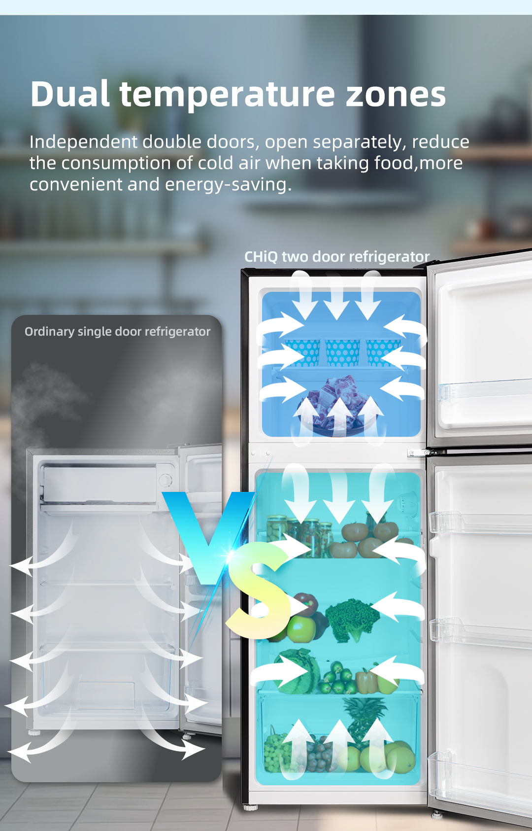 CHiQ CTM138L Powerful Freezing Two Door defrost 166L Refrigerator ...