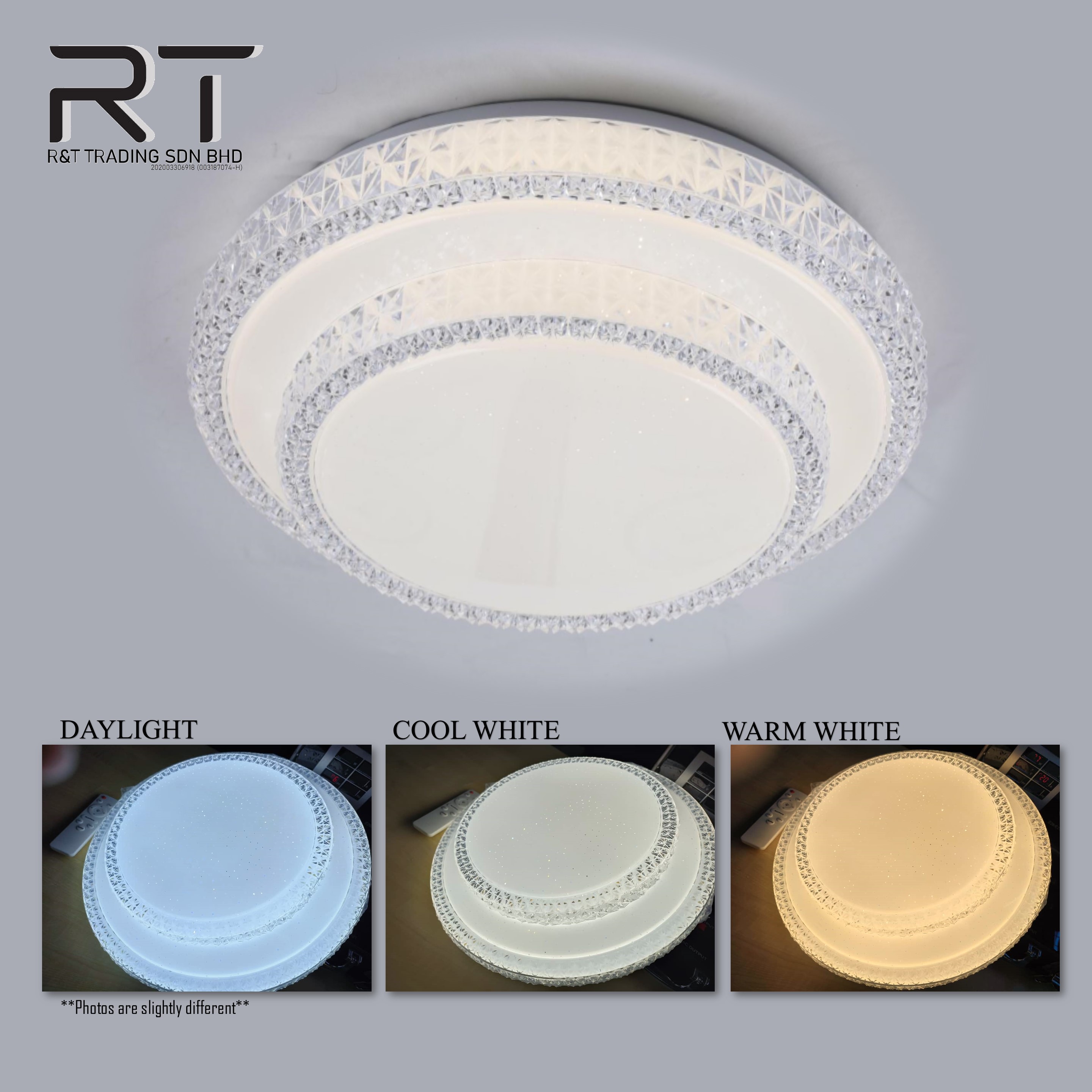 3 Colors with remote control LED Ceiling Light 60W 16"400mm/96W 19 ...