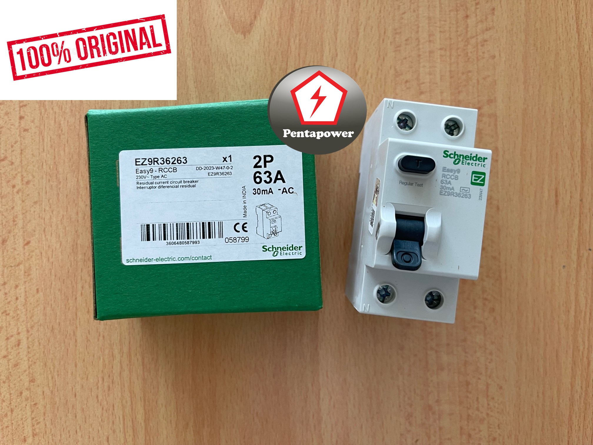 SCHNEIDER EZ9R36263 RCCB ELCB Easy9 Residual Current Circuit Breaker ...