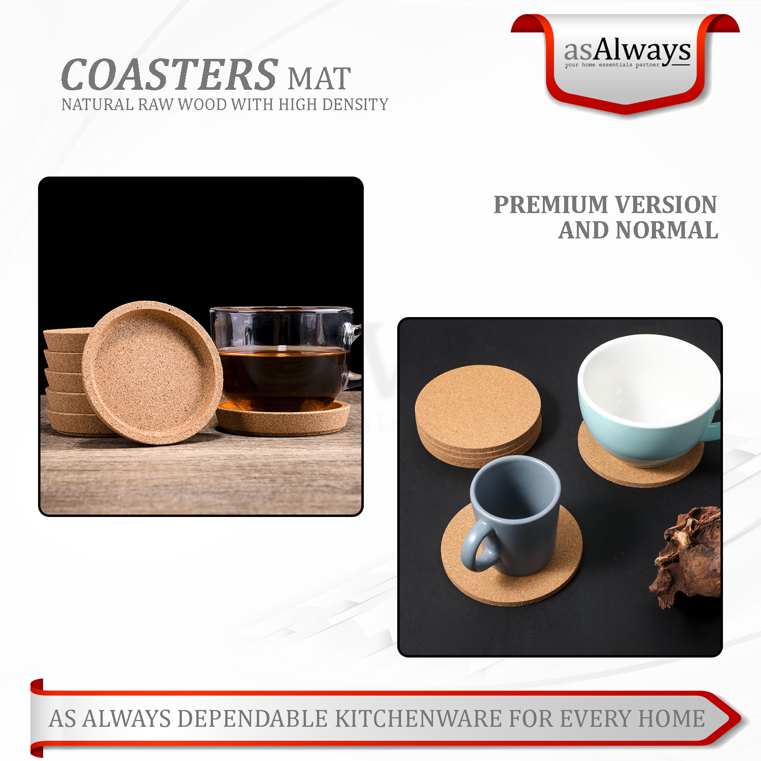 ASALWAYS Coasters Cup Holder Leak Proof Cork Coasters for Drinks ...