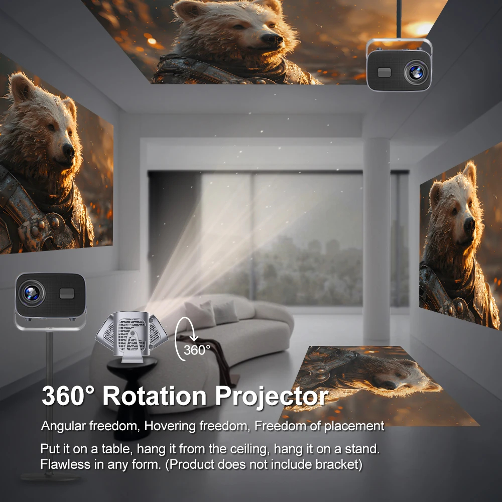4K Projector 360° Flip Smart Projector Android 11 For Phone&Tablet ...