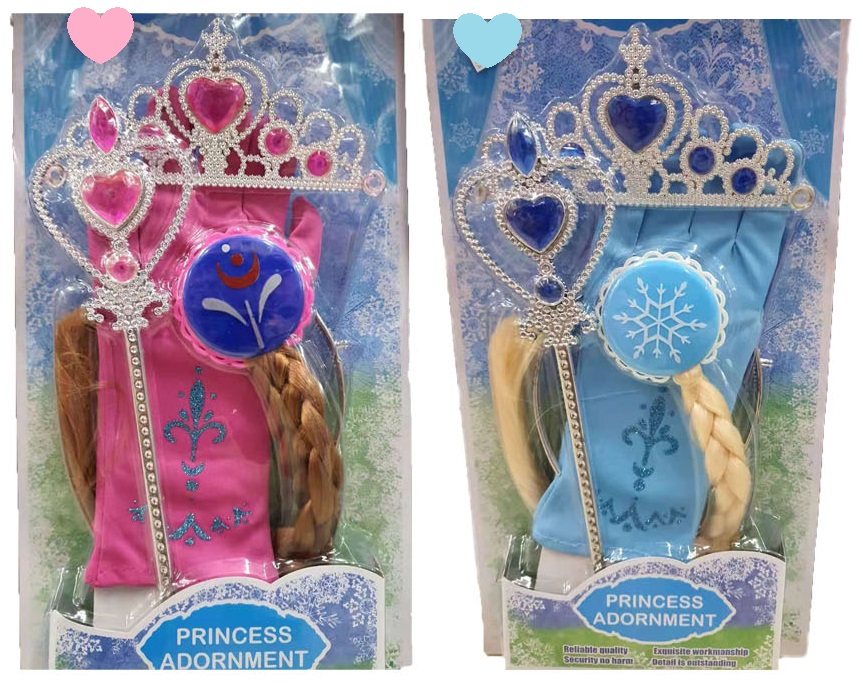 Princess Adornment Magic Wand Crown Glove Wig Toy Play Set For Girl ...
