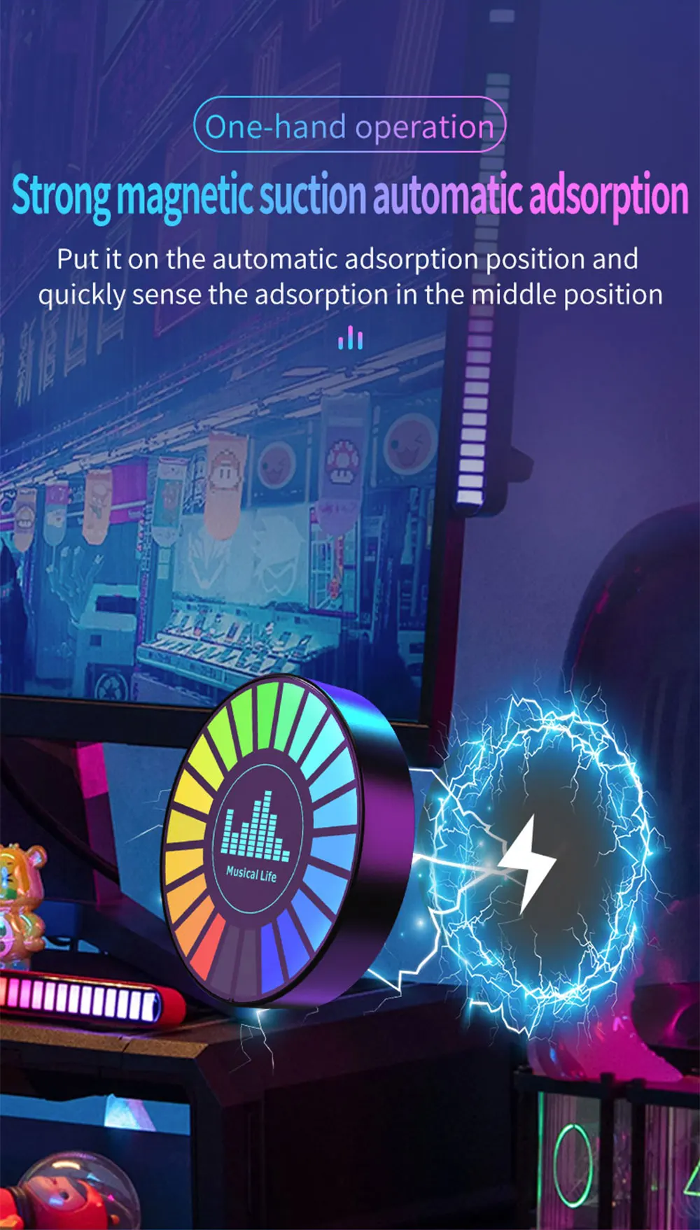 Desktop Magnetic RGB Pickup Ambience Light Led Color E-Sports Voice ...