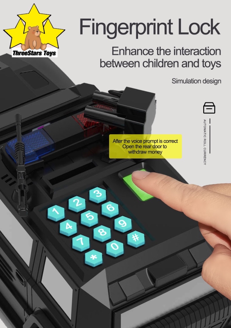 Police Car ATM Money Saving Box Tabung ATM Machine Password,Fingerprint ...