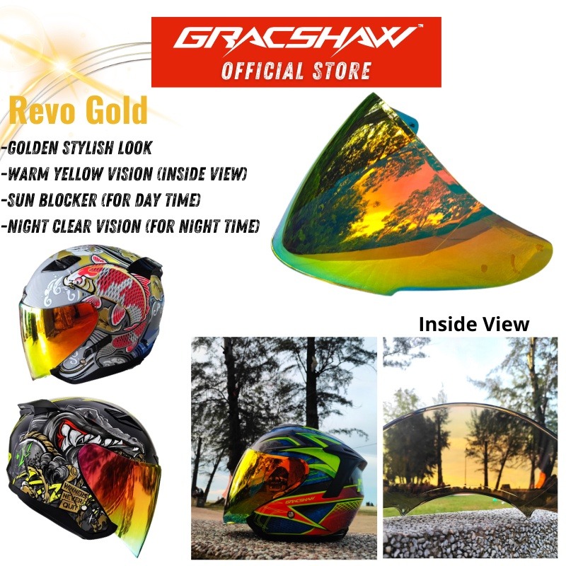 VISOR GRACSHAW VISOR GENNEX G535 G555 SMOKE REVO GOLD PISTA PURPLE PINK ...