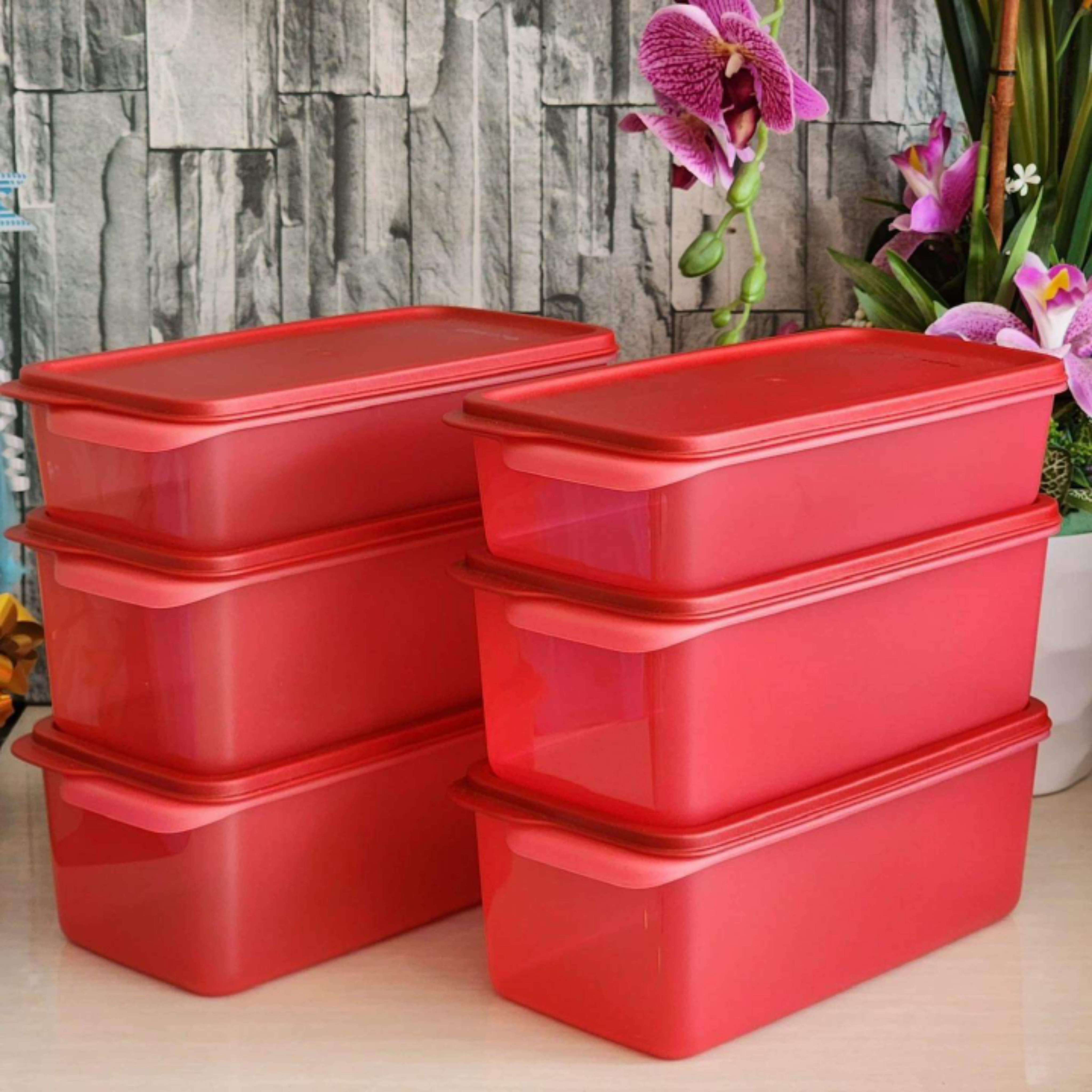 Tupperware Cool Stacker 2.2L OR 1.3L Red Cool Stacker Long Shape Food ...
