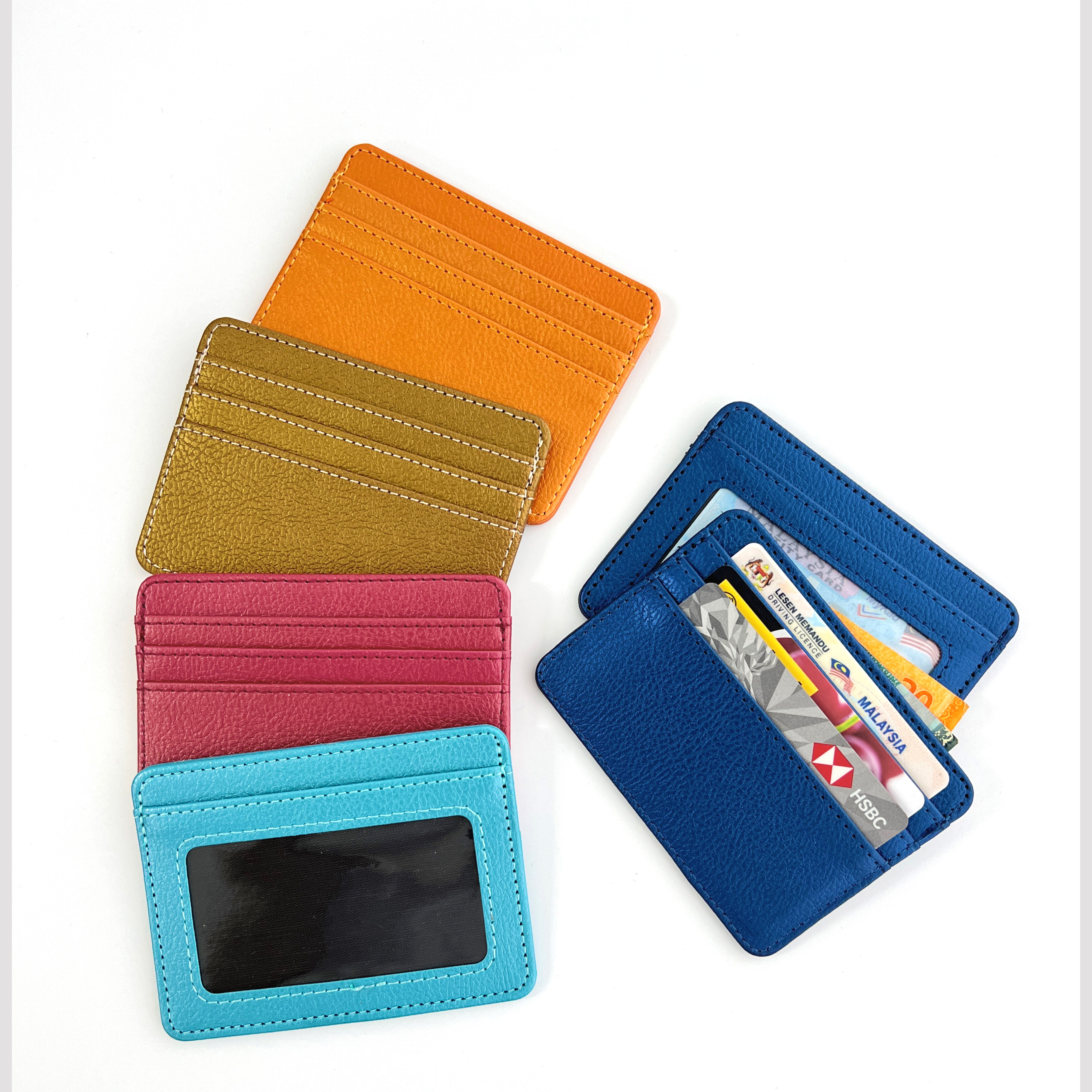 Slim Card Holder RFID Protected PU Leather ID Window Name Card Holder ...