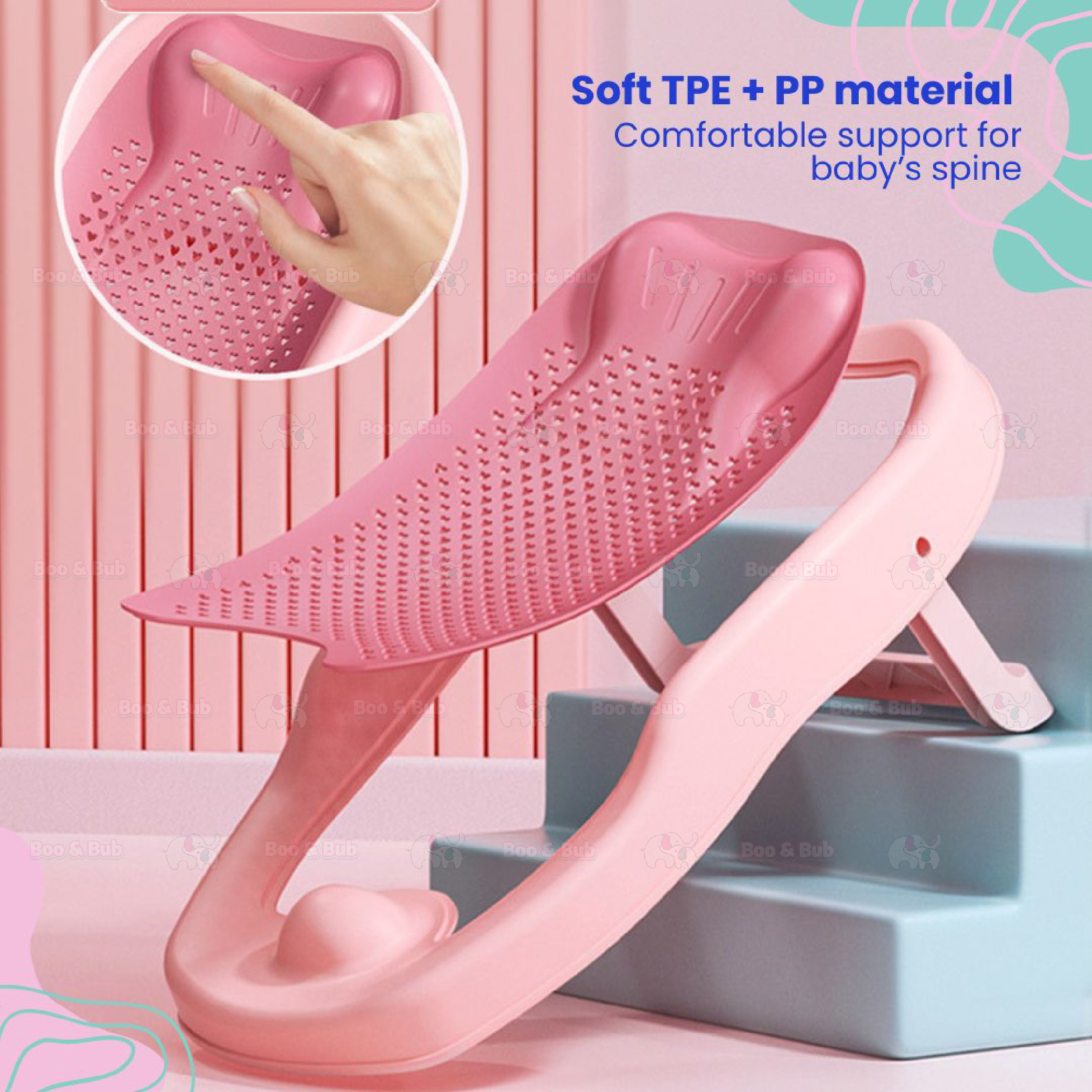 Boo&Bub foldable baby bath tub stand newborn bath tub shower net bath support baby besen mandi ...