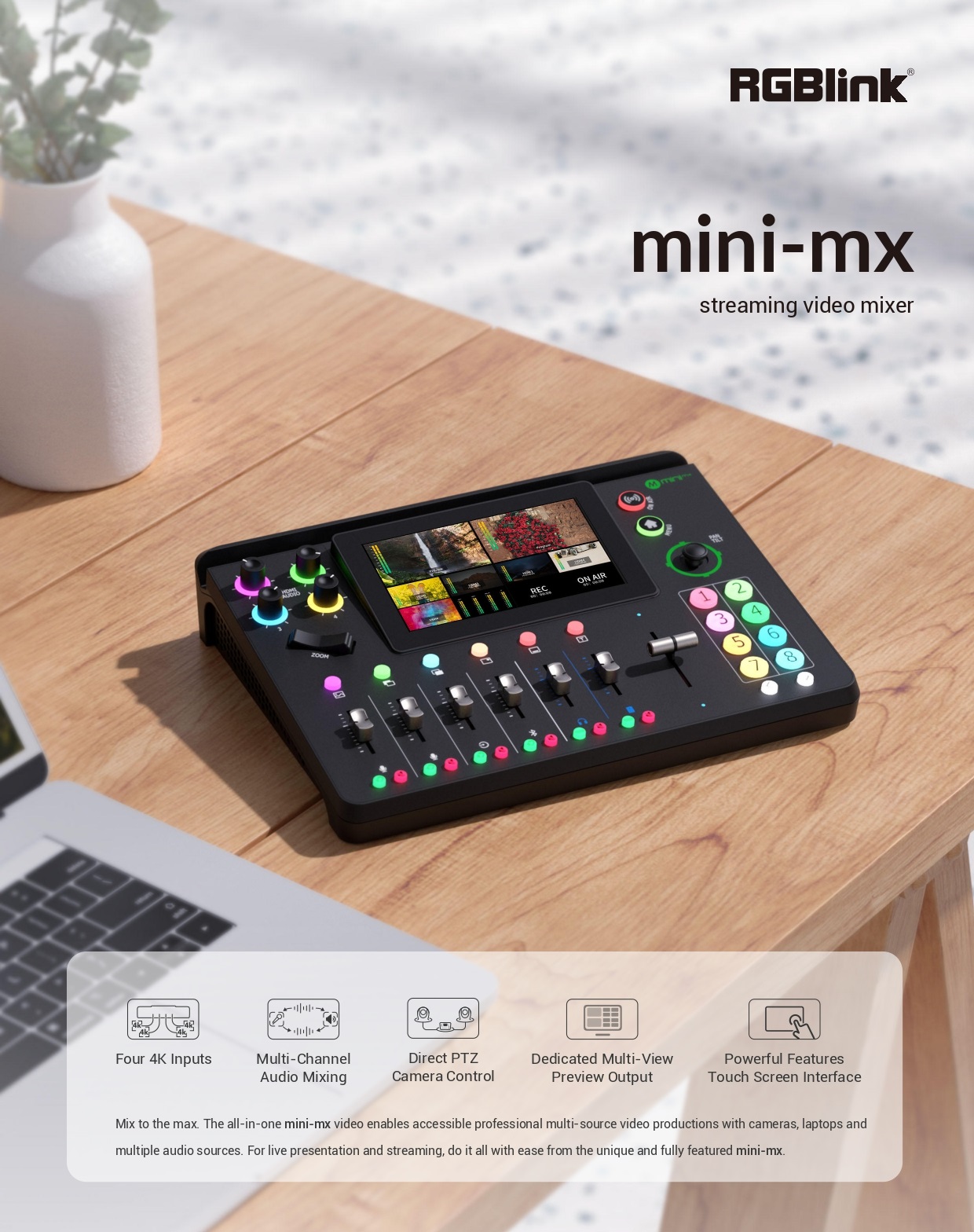 RGBLINK MINI-MX ALL IN ONE STREAMING PRODUCTION MIXER 4K MULTI-CHANNEL STREAMING VIDEO MIXER ...