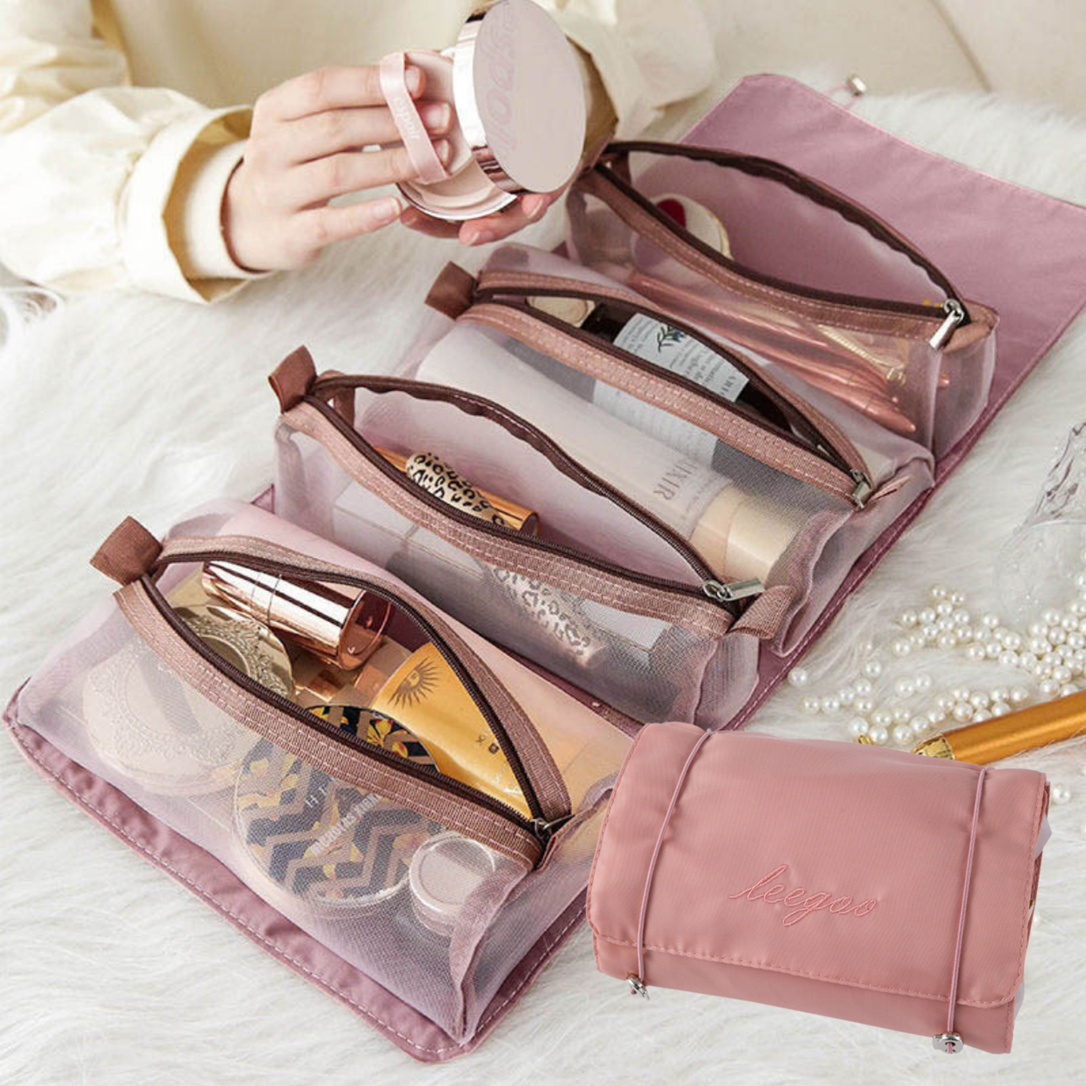 4in1 Makeup Bag Storage Pouch Travel Organizer Makeup Beg Makeup ...