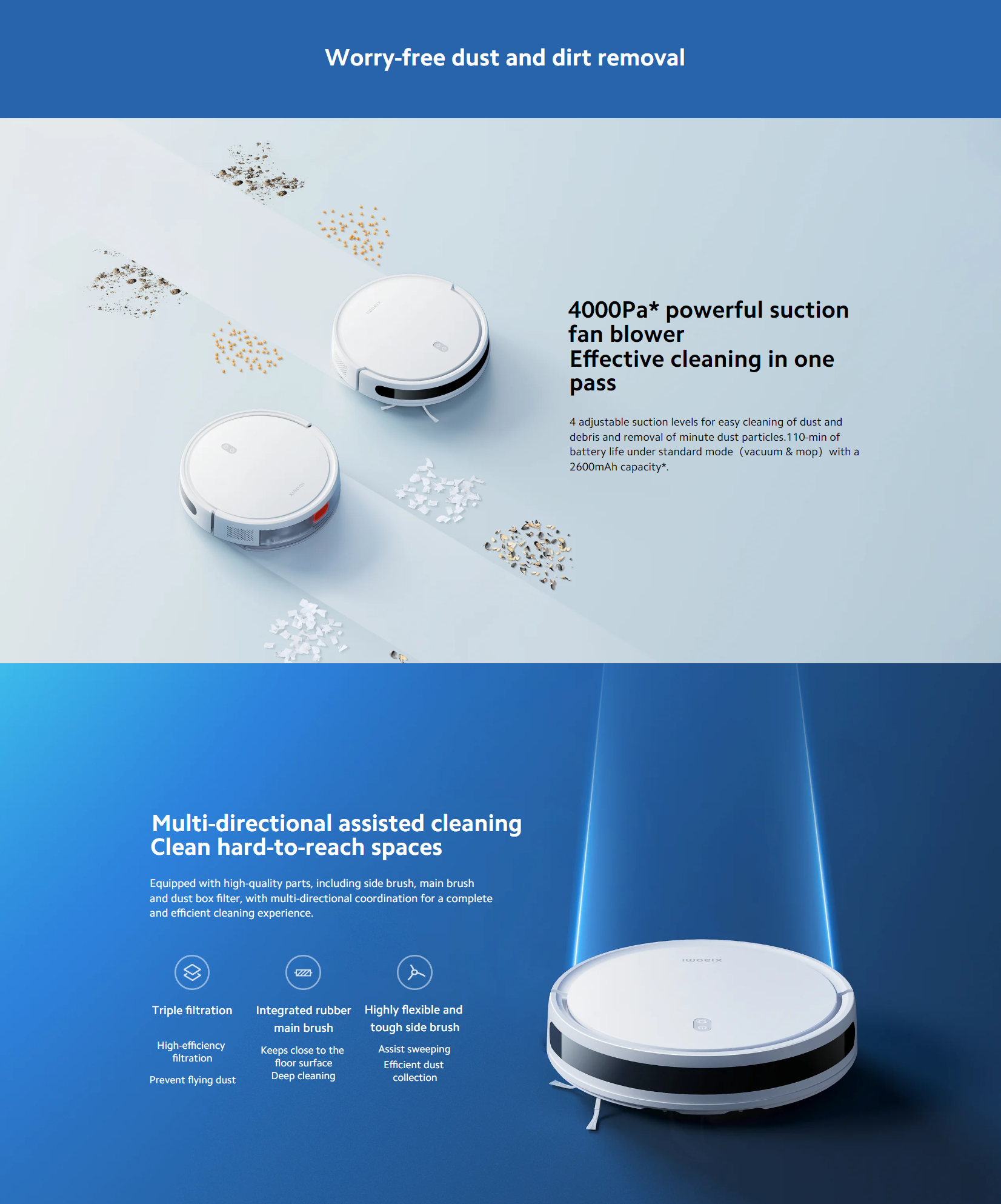 Xiaomi Robot Vacuum E10 (B112) 4000Pa Powerful Suction Vacuuming ...