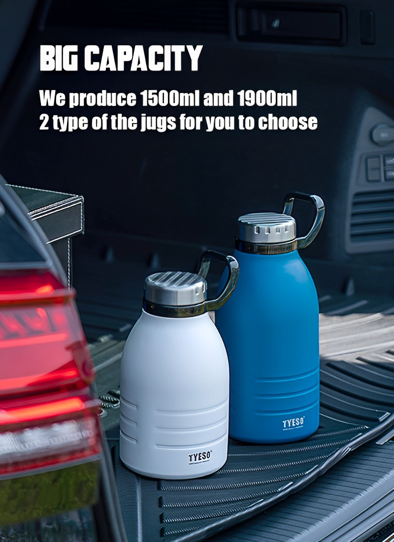 Tyeso Tumbler Thermos With Handle 1500ml/1900ml Large Vacuum Insulated Thermos Water Bottle For ...
