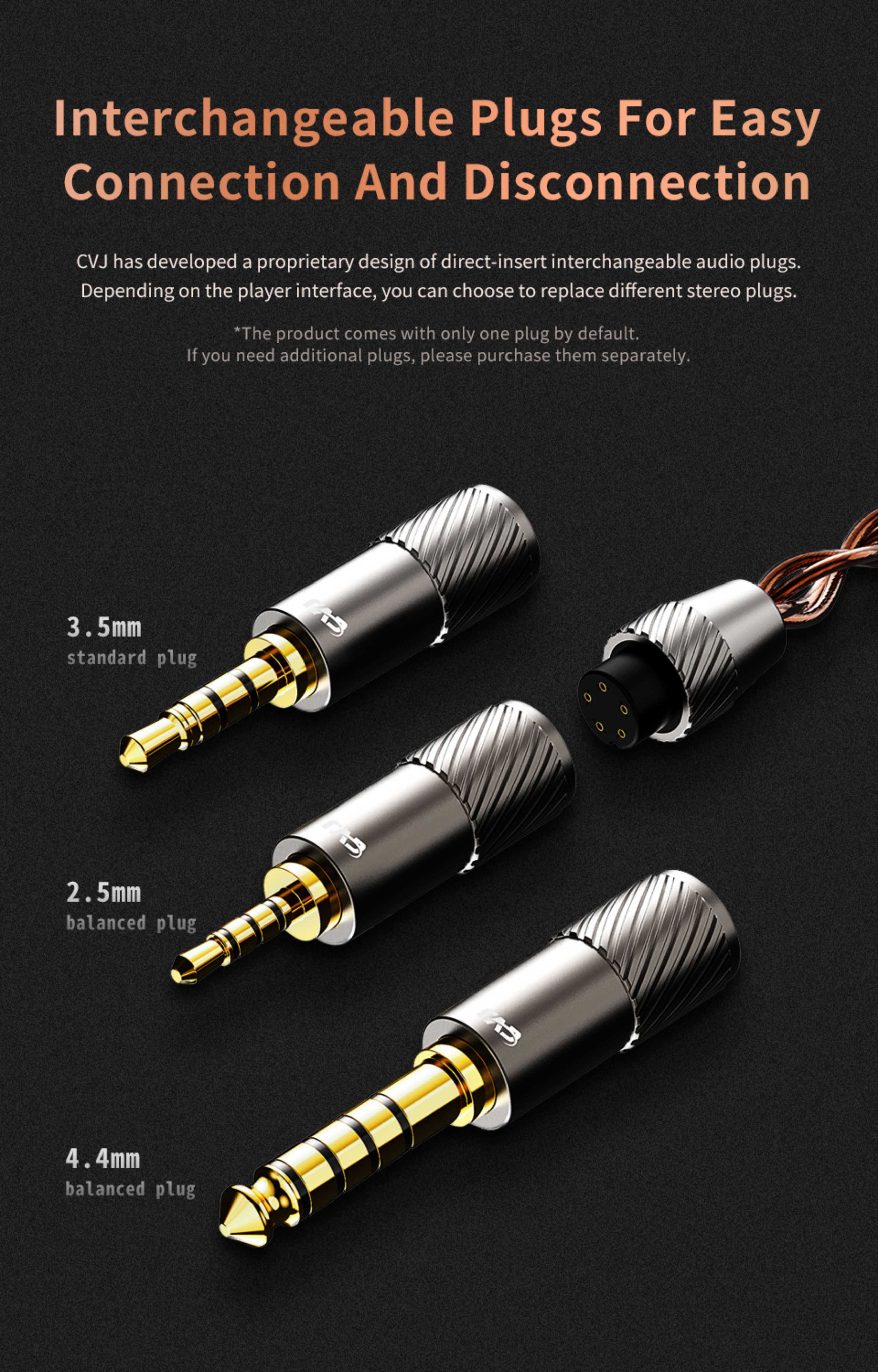 CVJ VS400 - 3in1 Changeable Plug High Purity OFC IEM Upgrade Cable ...