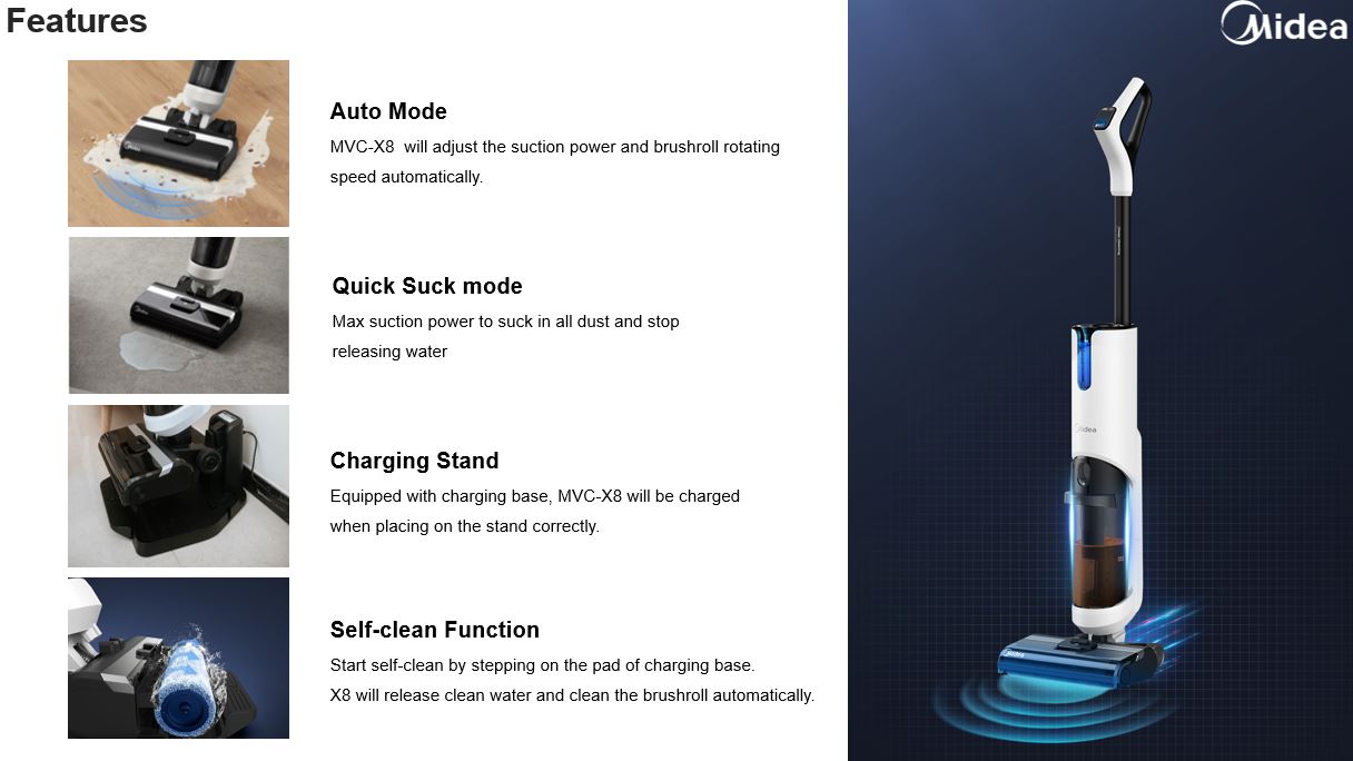 MIDEA Wet & Dry Cordless 3 in 1 Floor Washer /Vacuum Cleaner / mop with ...
