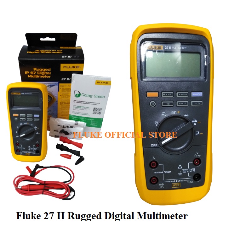 Fluke 27 II Rugged IP 67 Digital Multimeter, Measure up to 1000 V AC ...