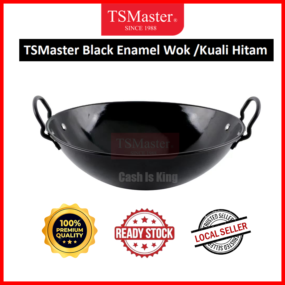 TSMaster Enamel Wok Double Handle Thick Kuali Besi Kuali Hitam Chinese ...
