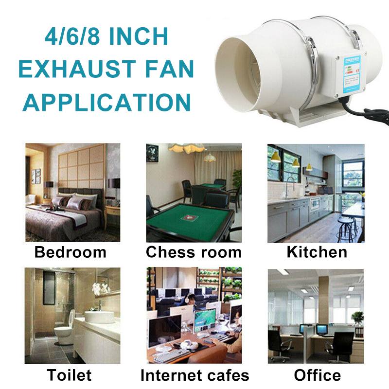 Exhaust Fan 4"/6"/8"inch High Suction Power Inline Duct Booster Fan ...