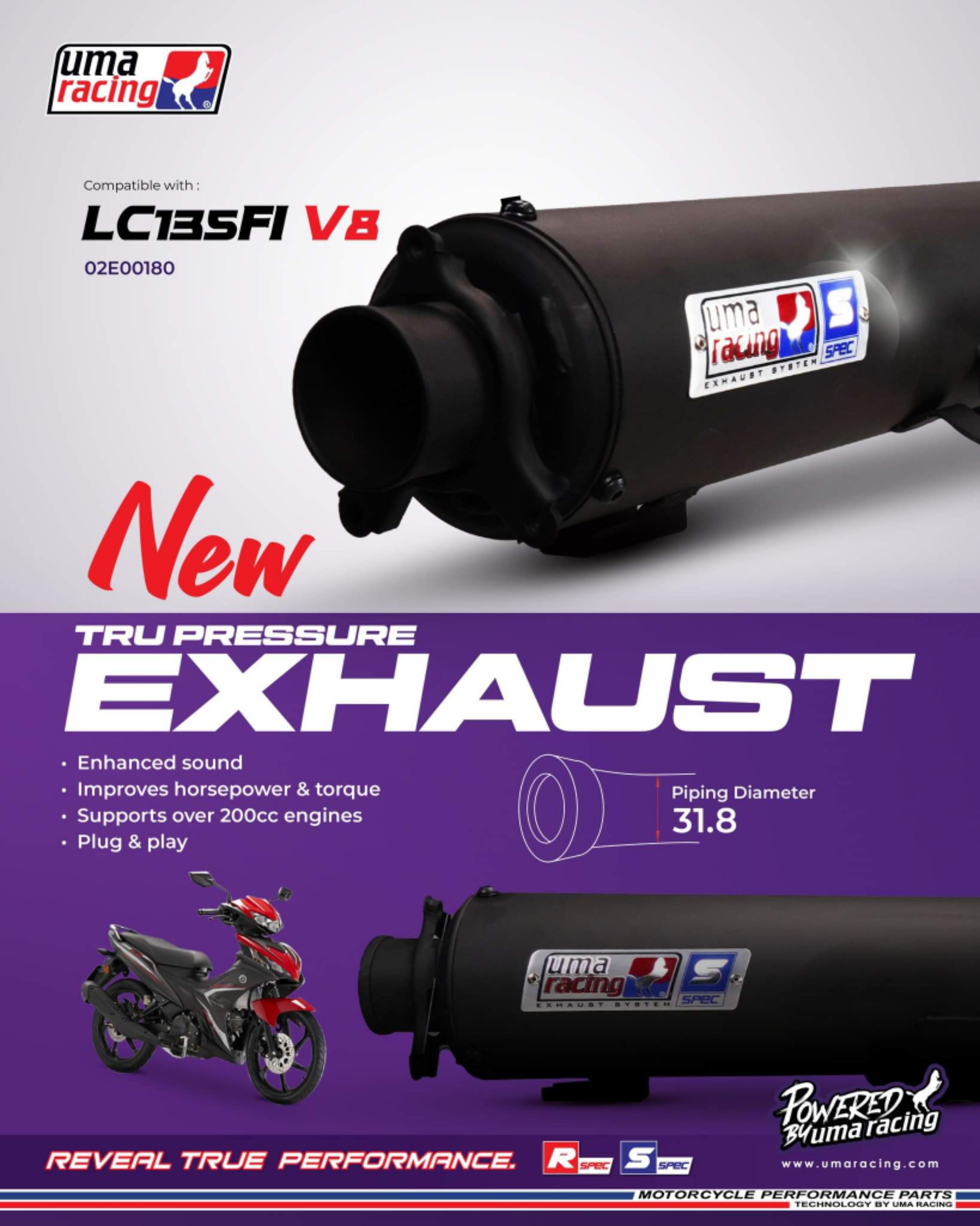 UMA RACING 135LCFI V8 LC FI V8 BACK PRESSERE EXHAUST PIPE 32MM 135LC FI ...