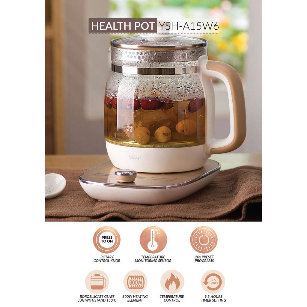 [Malaysia Set] Bear Electric Glass Kettle Health Pot 1.5L 養生壺 20 ...