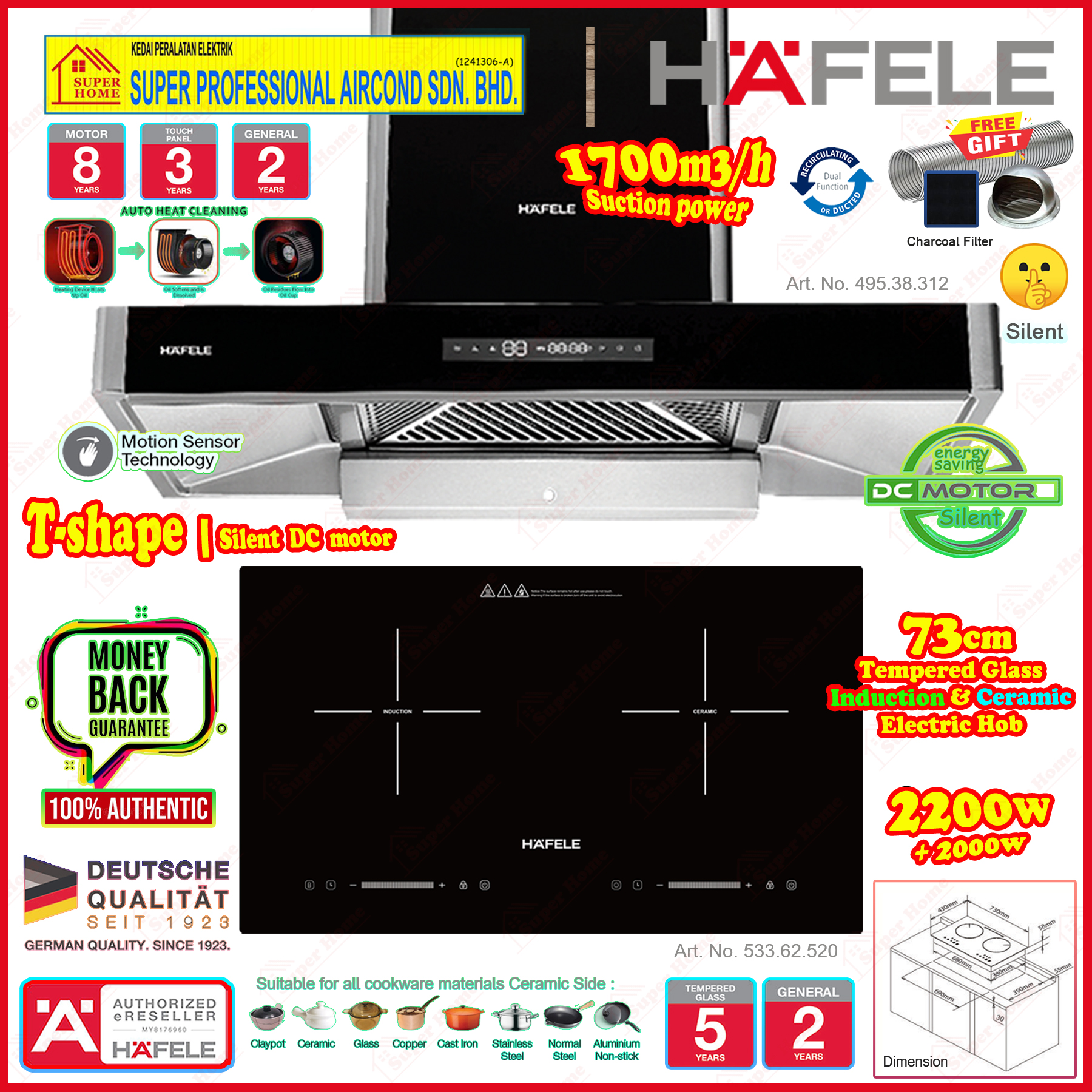 Hafele DC Motor Kitchen Hood 90cm Auto Heating Clean Silent DC Motor T ...