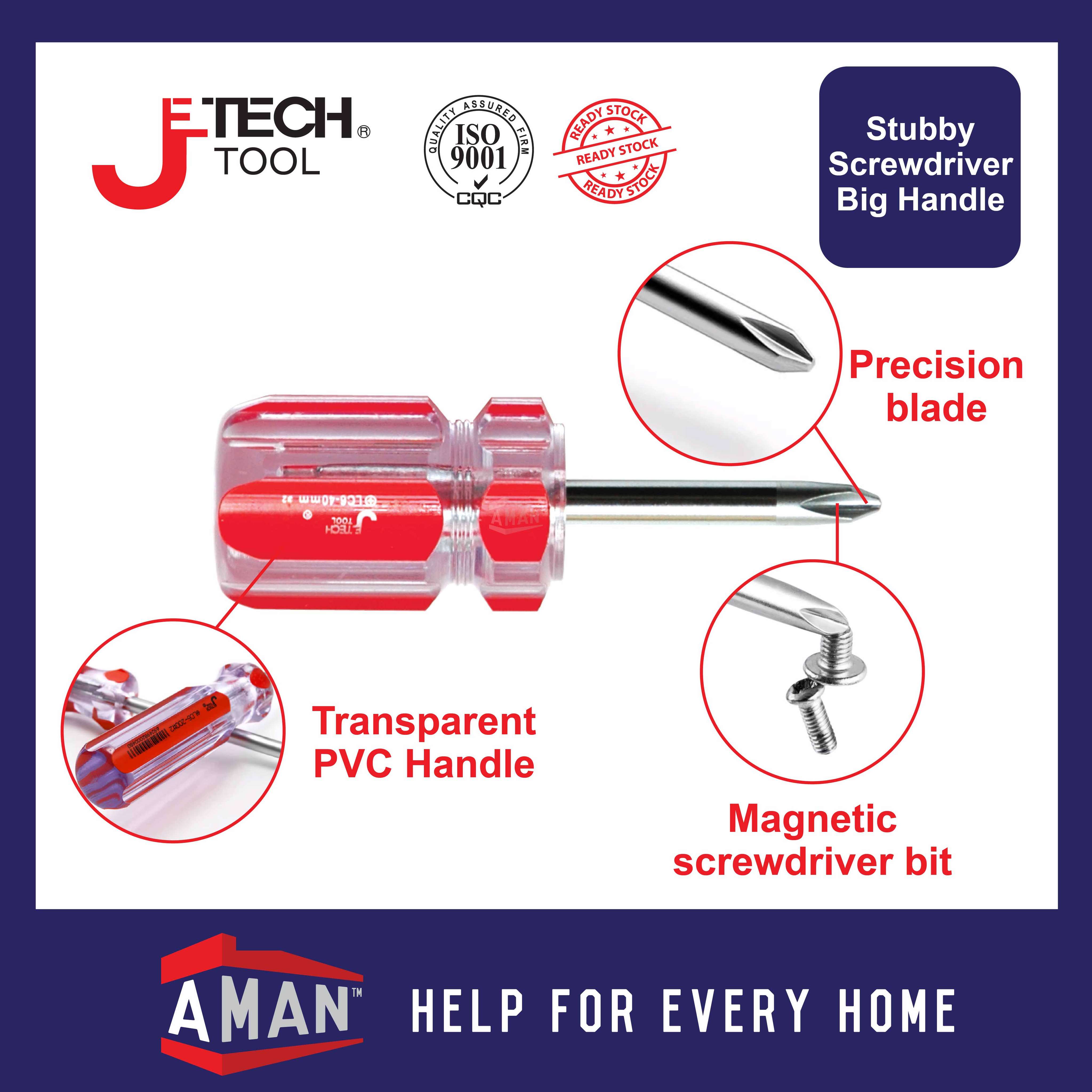 JETECH Magnetic Screwdriver Stubby Philip Flat Line Colour Big Handle ...