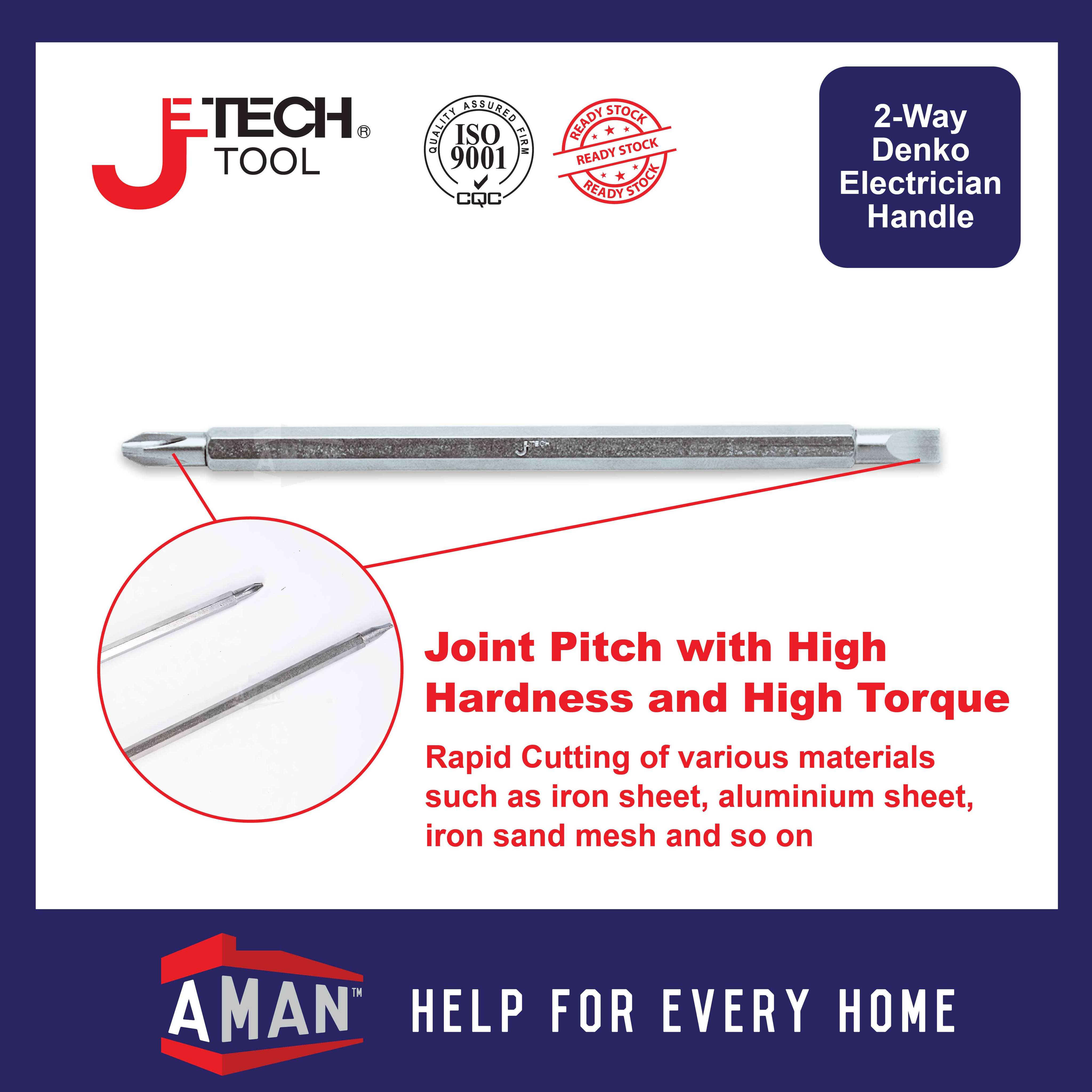 JETECH 2 Way Magnetic Screwdriver Denko Electrician Handle Philip Flat ...