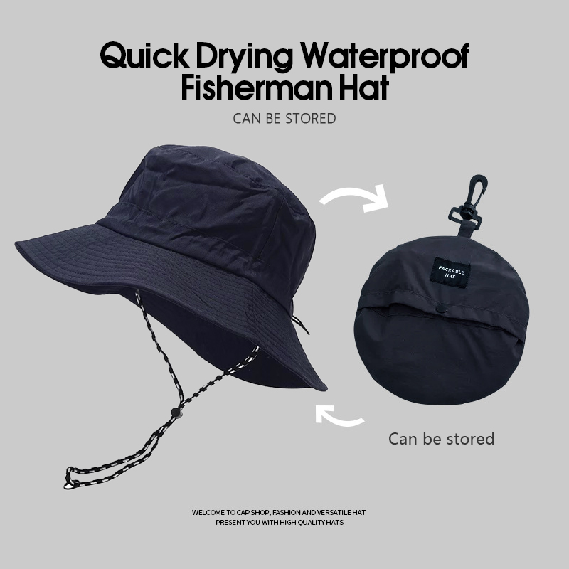 topi pantai cap men Waterproof Bucket Hat Fisherman Hat Quick-Drying ...