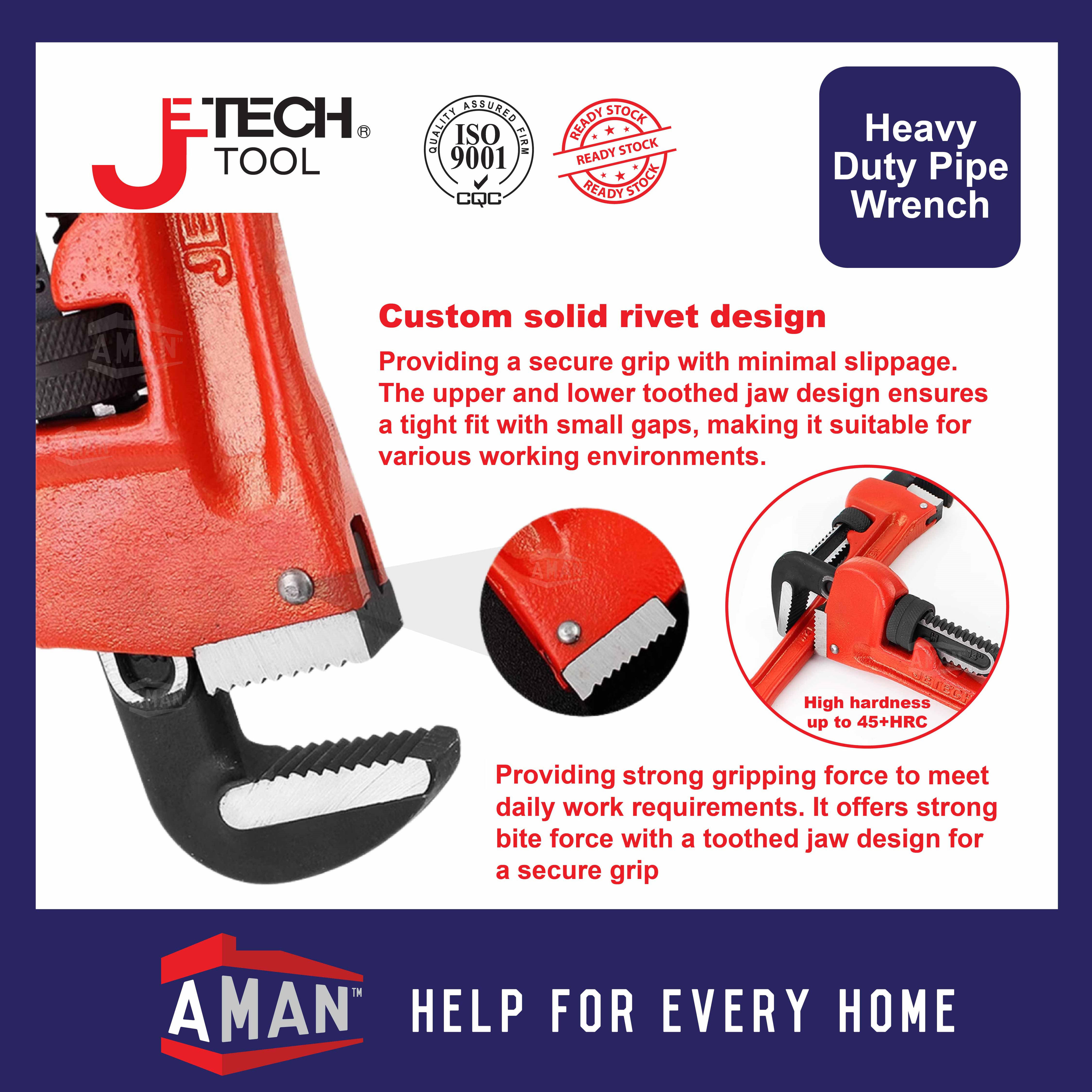 JETECH Pipe Wrench Heavy Duty Pipe Spanner US Type Adjustable Plumbing ...