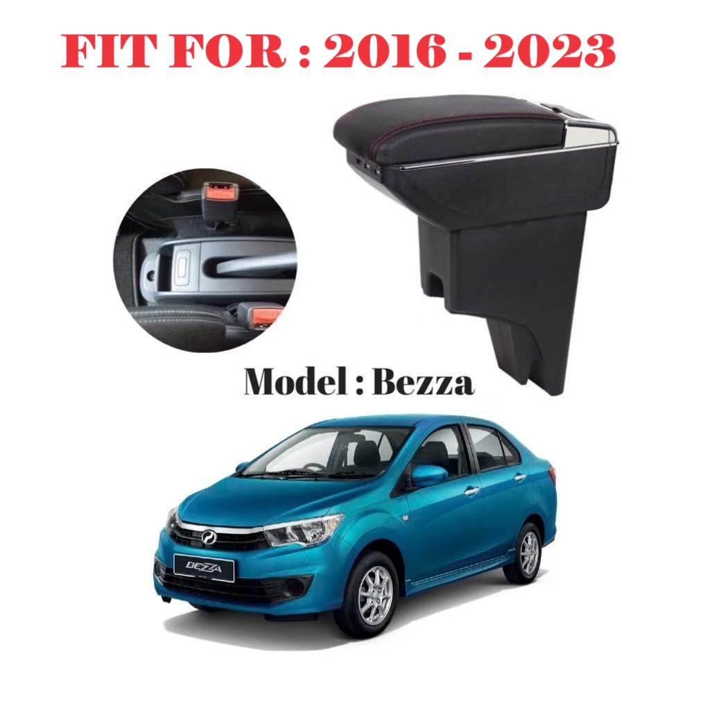 Perodua Bezza Arm Rest Car Armrest USB Console Organizer Storage Box ...