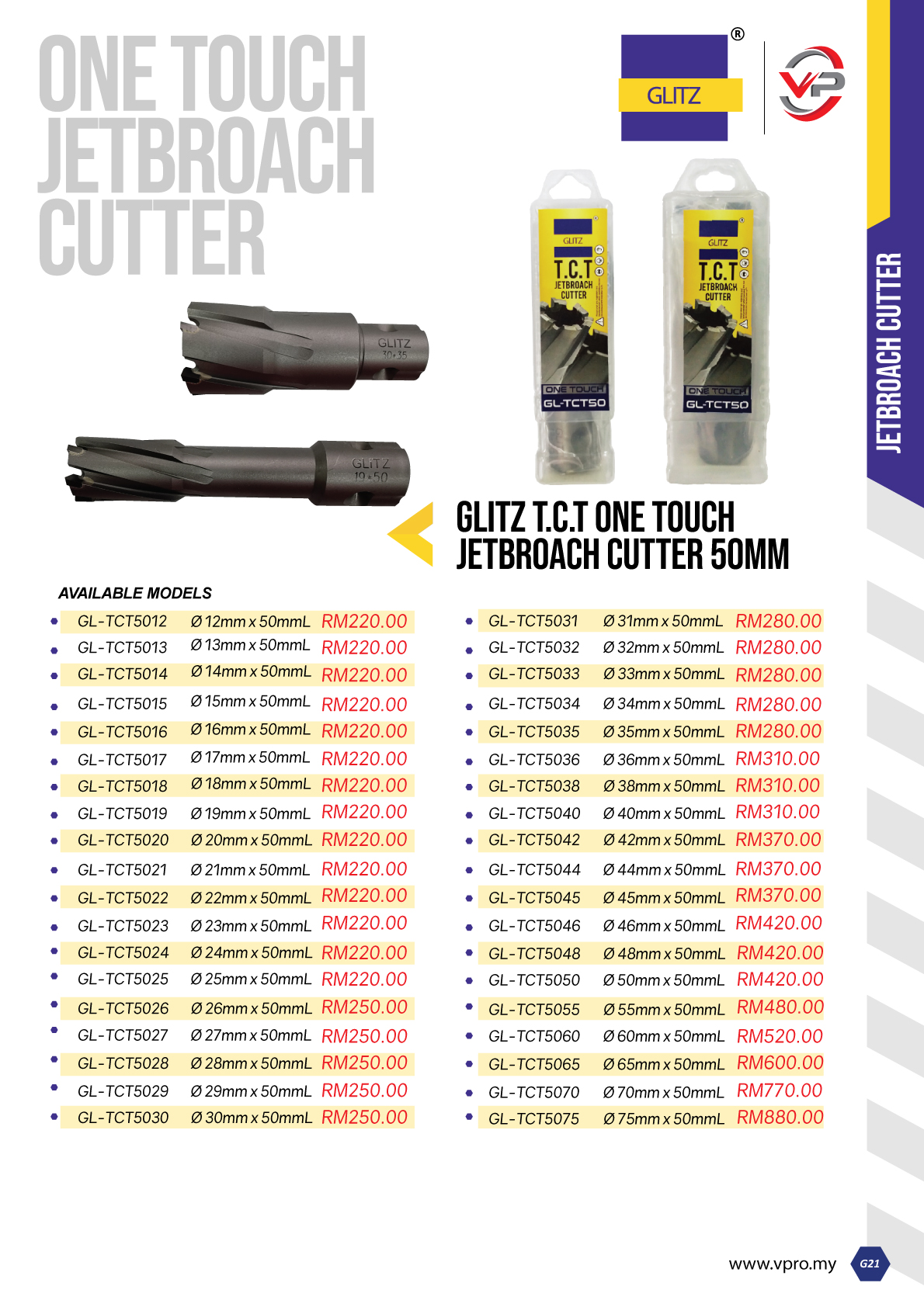 GLITZ PILOT PIN FOR T.C.T TOUCH MAGNECTIC DRILL BIT JETBROACH CUTTER ...