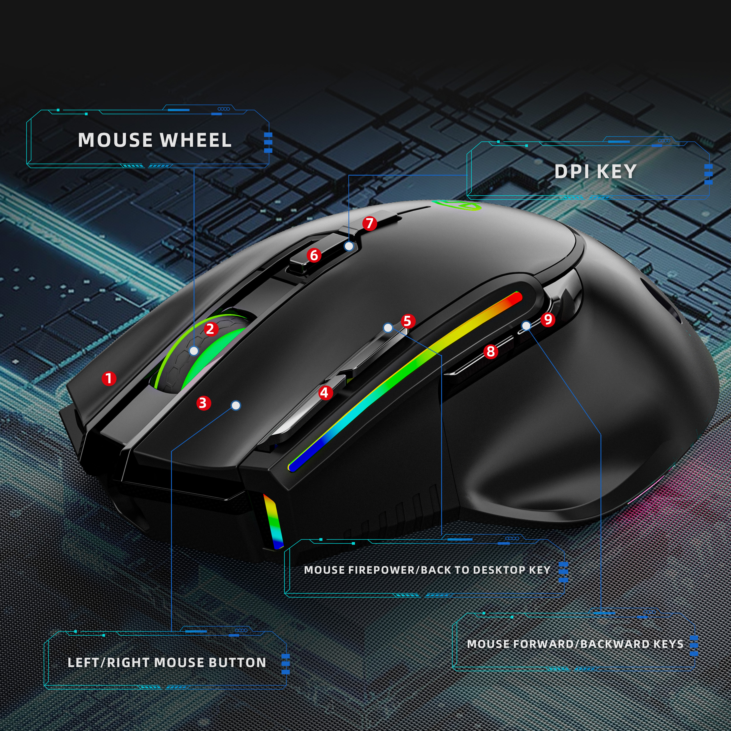 Dark Alien D4 2.4GHz Wireless Mouse Rechargeable Light Weight Ergonomic ...