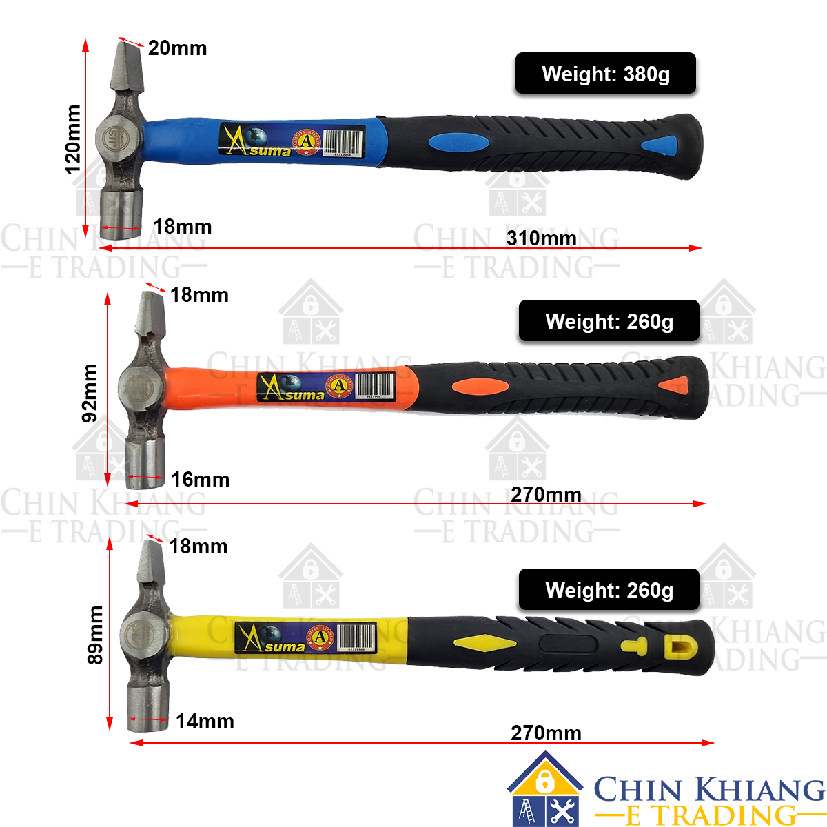 Asuma Wiring Hammer Fiberglass Handle / Tukul Besi 14mm 16mm 18mm ...