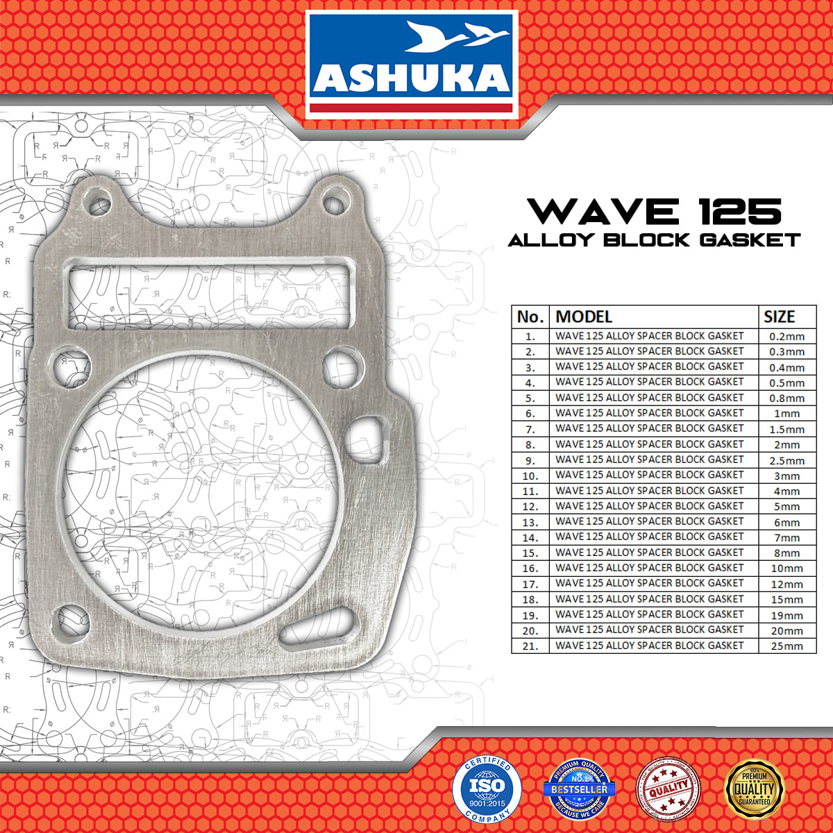 👍ASHUKA SPACER HONDA WAVE125 W125 WAVE 125 1MM 2MM 3MM 4MM 5MM 6MM 7MM ...