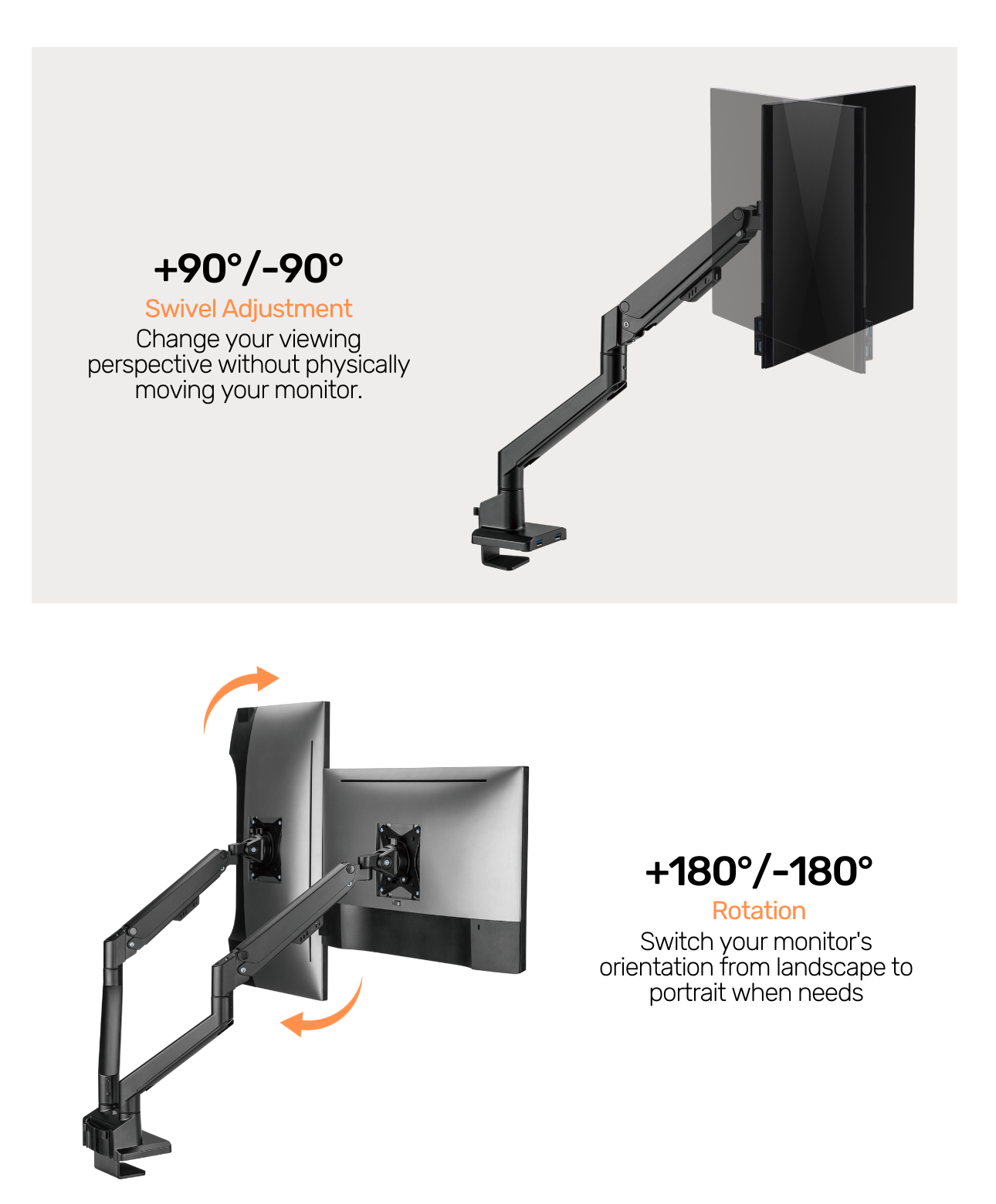 the Aryl™ Dual Monitor Thin Gas Spring Monitor Arm with USB Ports ...