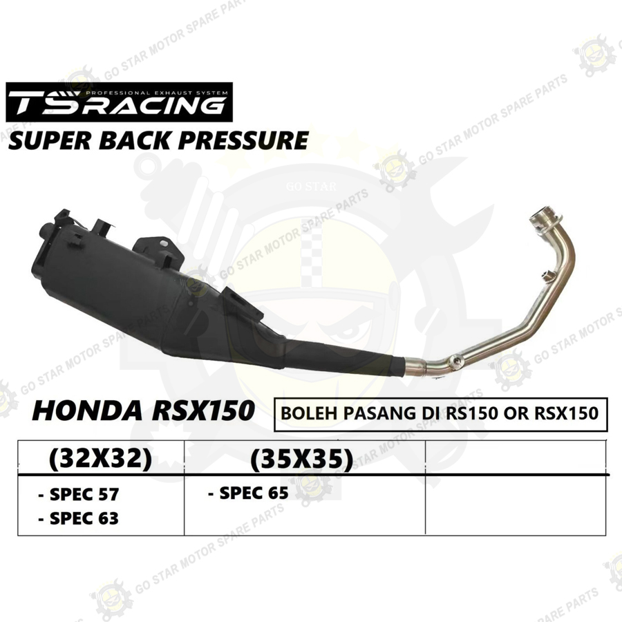 HONDA RSX RSX150 / RS RS150 Super Back Pressure Exhaust Racing Ekzos Pipe Muffler With Cover Set ...