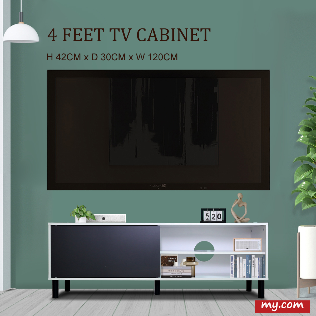 Kabinet TV 4 Kaki/4ft TV Cabinet with Doors my-com/TV Stand/Living Room ...