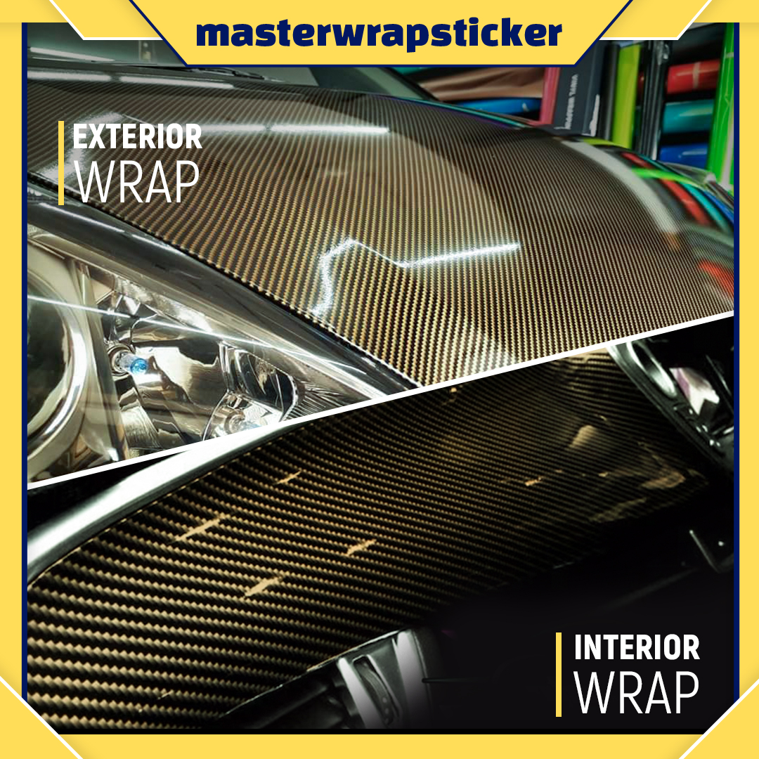 PREMIUM 2D BLACK GOLD car carbon fiber sticker(sticker kereta Bonet ...