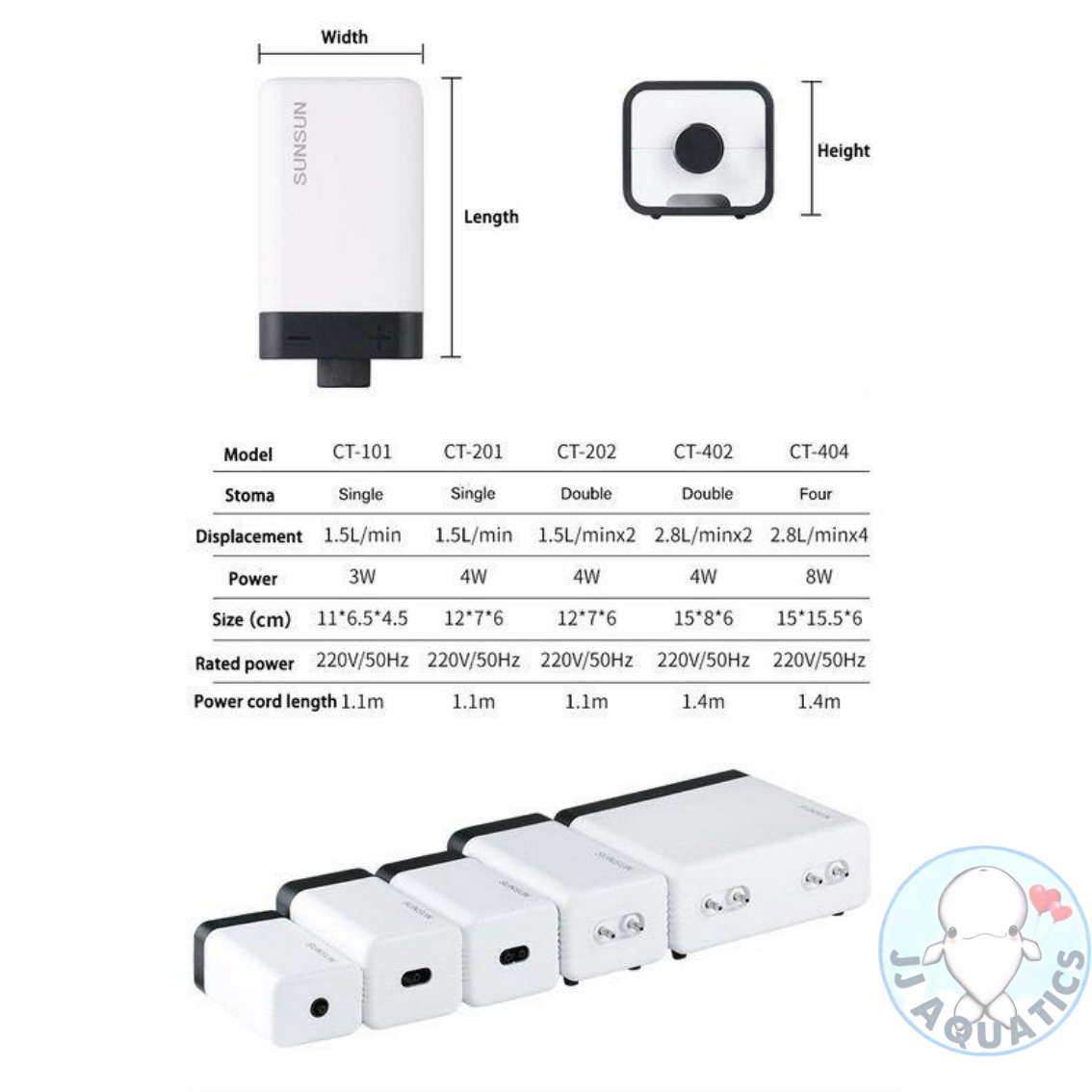 SUNSUN Super Silent Aquarium Adjustable Air Pump Oxygen Pump Pam ...
