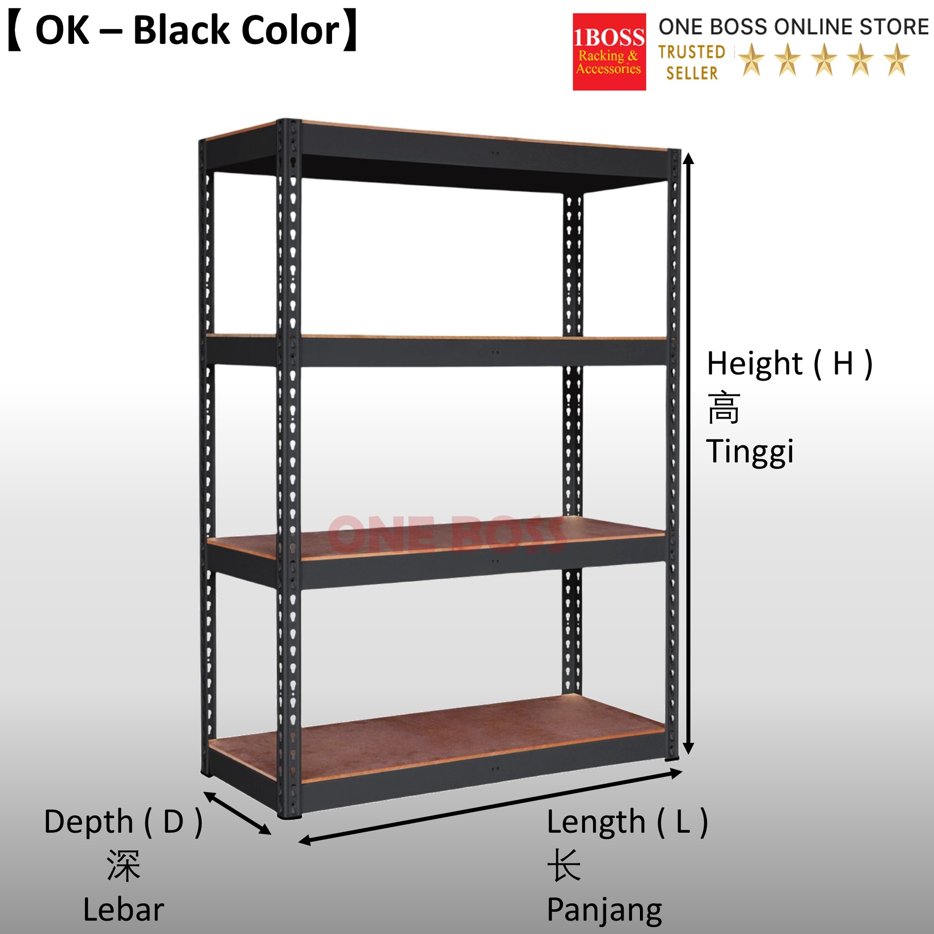 1BOSS 4 Tier/level MATTE BLACK Boltless Heavy Duty Rack Office File ...