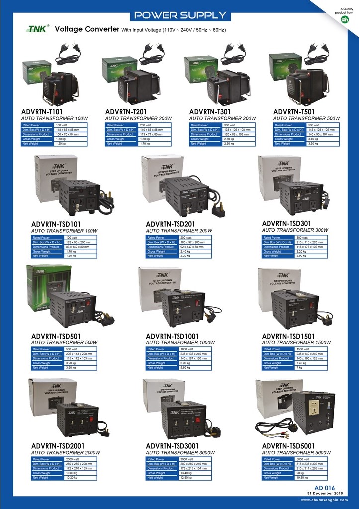 TNK TSD1001 1000W Step Up/Down Voltage Converter [Convert from 240 Volt ...