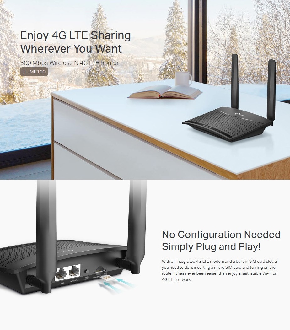 TP-Link TL-MR100 TL-MR105 Sim Card Router 300Mbps Wireless N 4G LTE ...