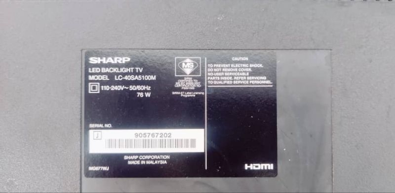 Sharp LC-40SA5100M LED TV Power Board MainBoard sensor | Shopee Malaysia