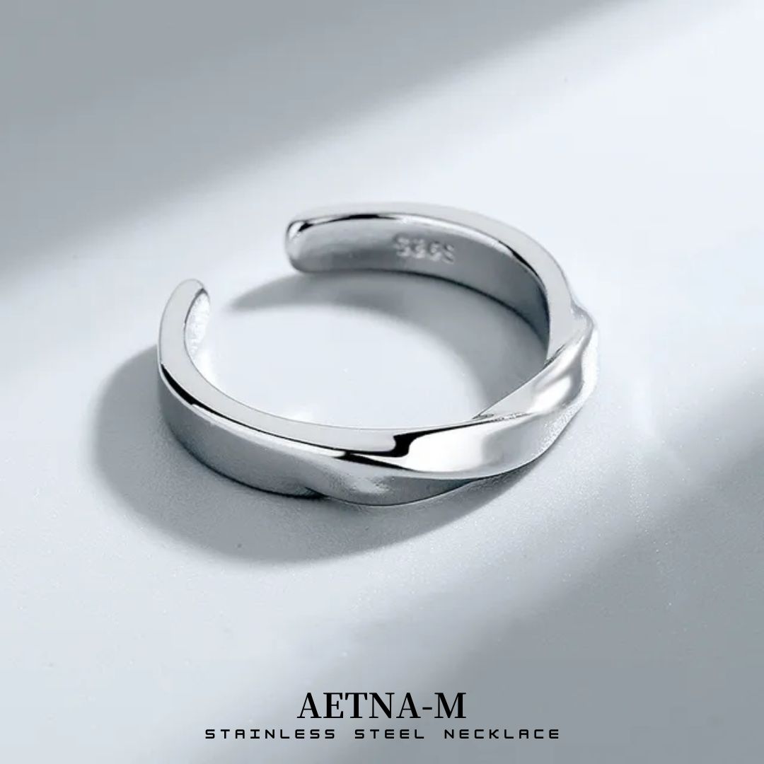 Mobius Ring Trendy Unisex Open Adjustable Men Silver Wave Twist Rings ...