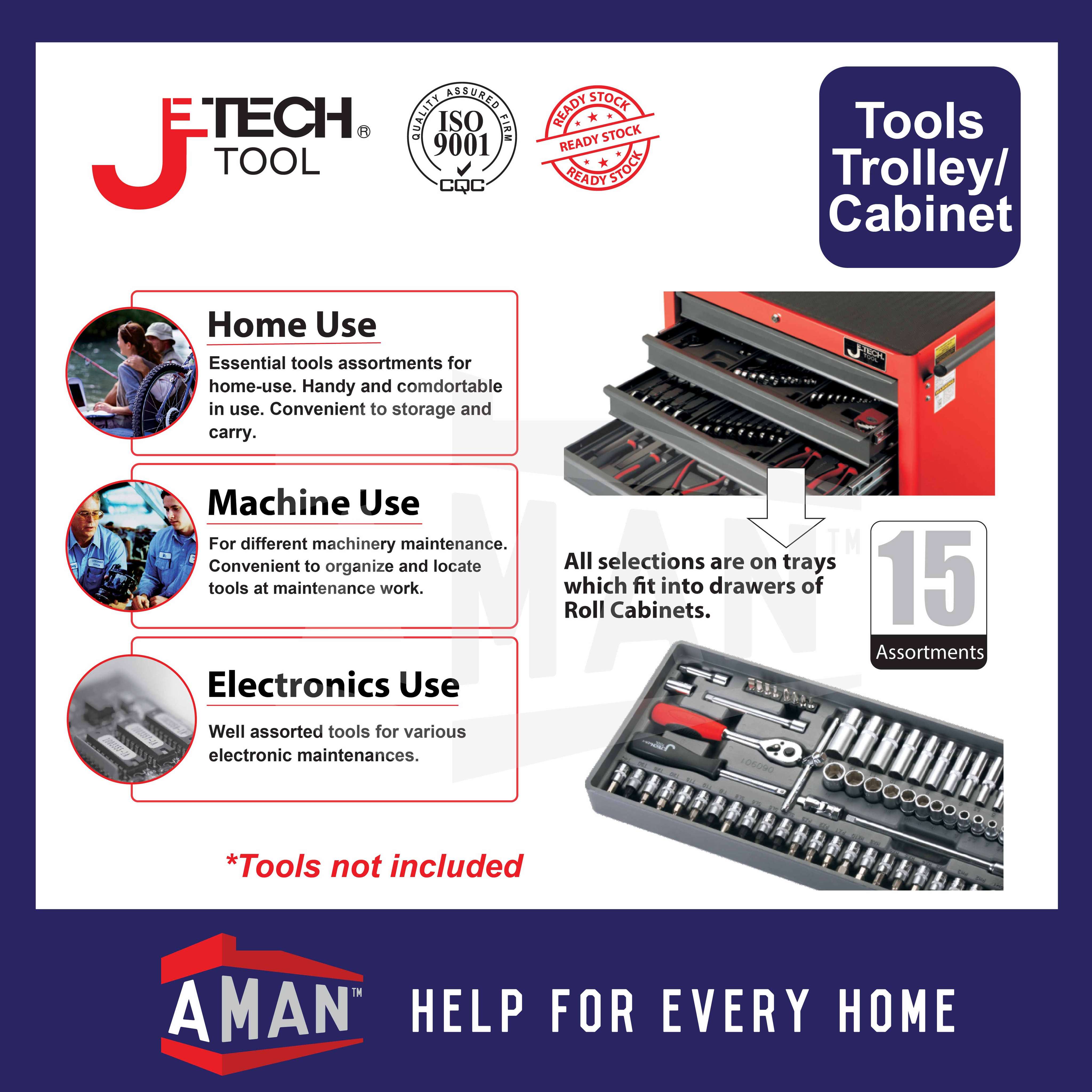 JETECH 9 Drawer Empty Metal Tool Trolley Cabinet Lockable Wheel Tool ...