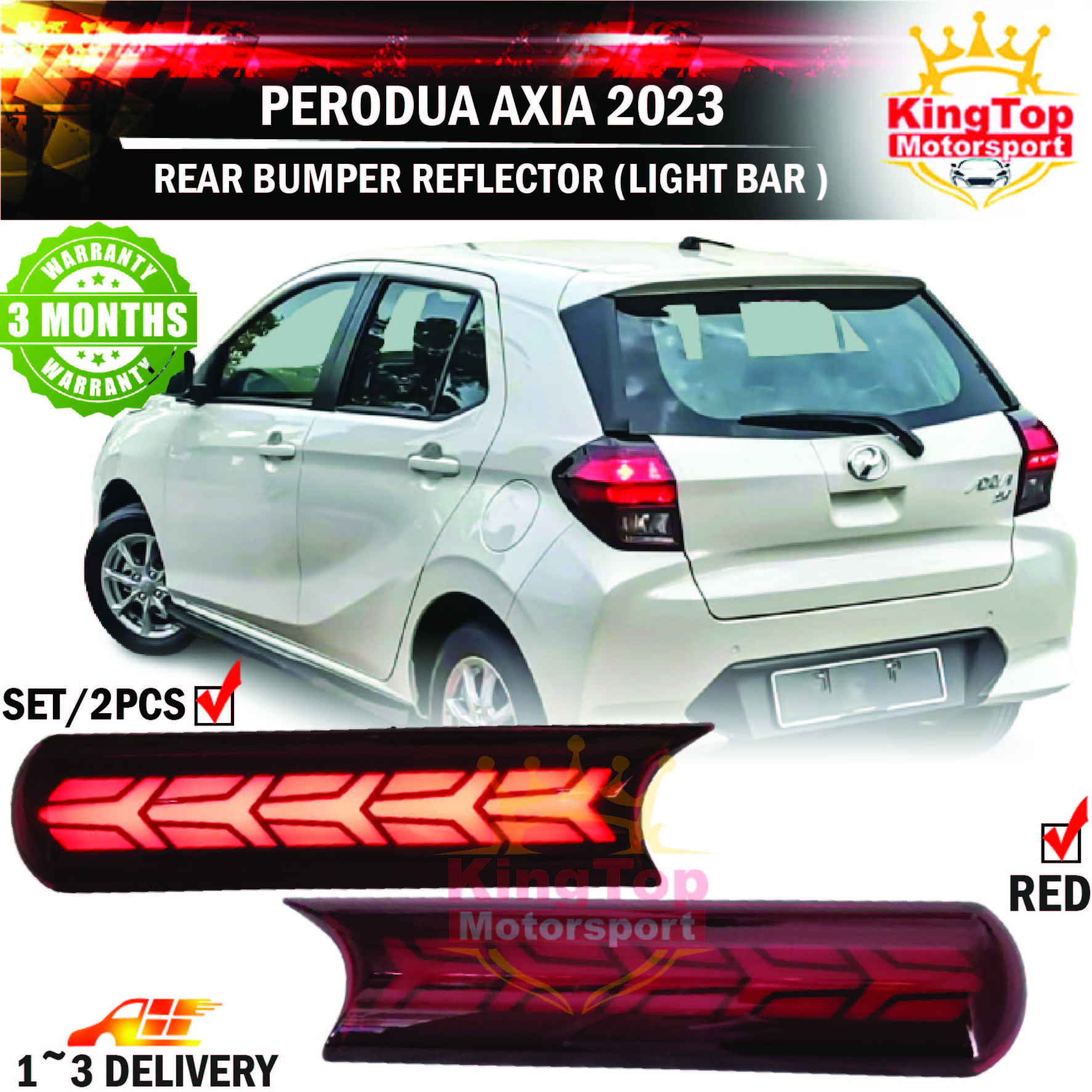 Perodua Axia 2023 Dynamic Rear Bumper Reflector With Signal Running ...