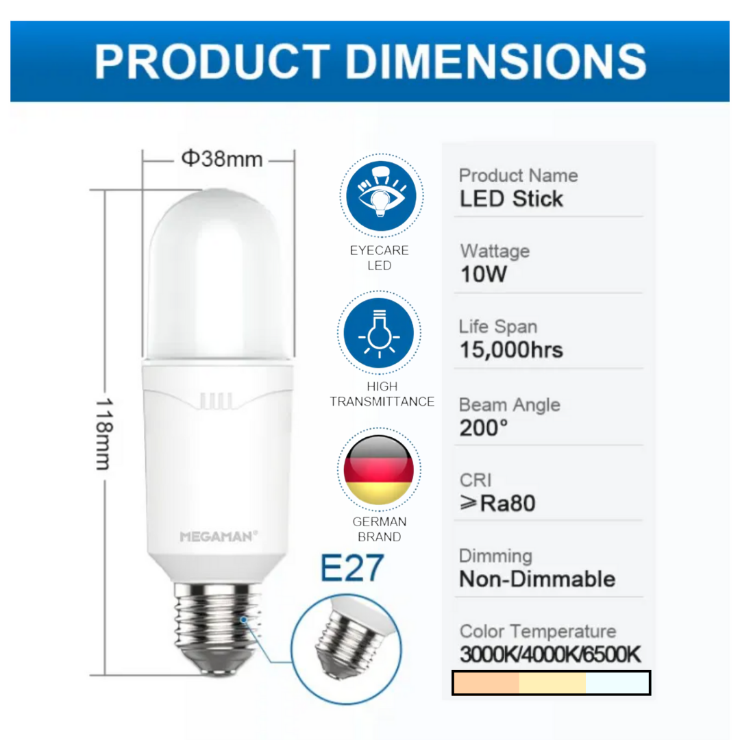 MEGAMAN Energy Saving Bulb LED Bulb Stick Mentol LED Ceiling Light ...
