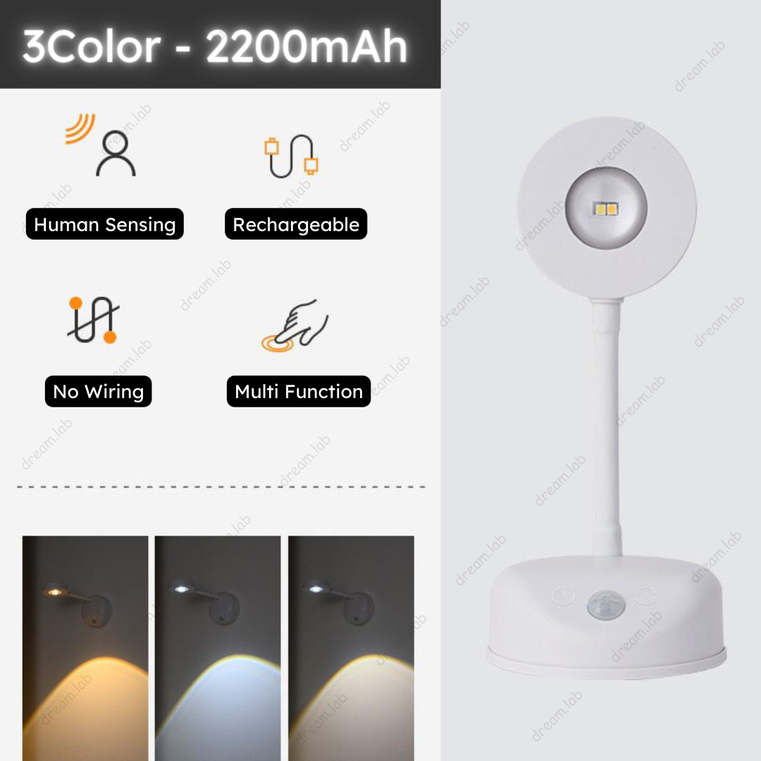2200mAh Battery LED Motion Sensor Wall Light Spotlight Wireless USB ...