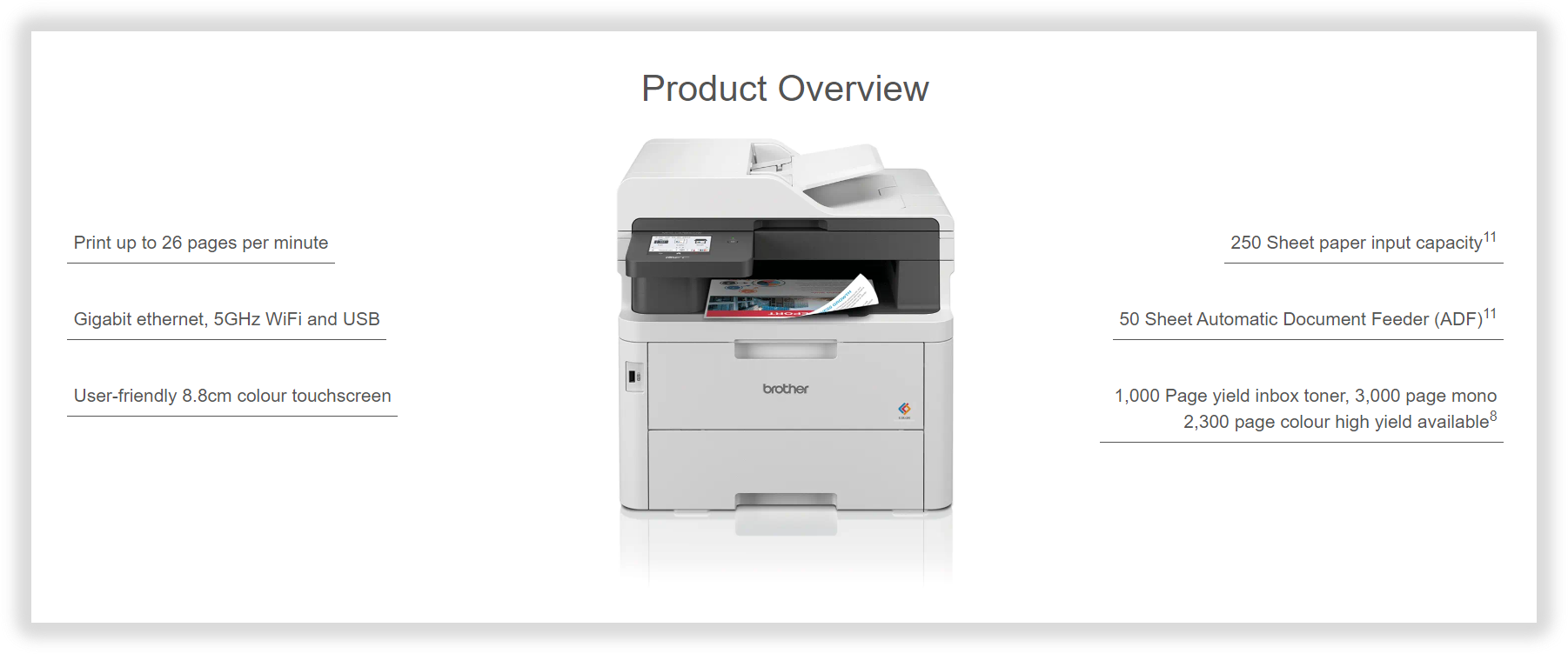 Brother Color LED Laserjet Printer A4 4in1 Wireless MFC-L3760CDW | ADF ...