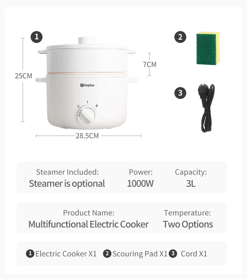 Simplus Electric Steamer Large Capcity Multi-Functional Rice Cooker ...